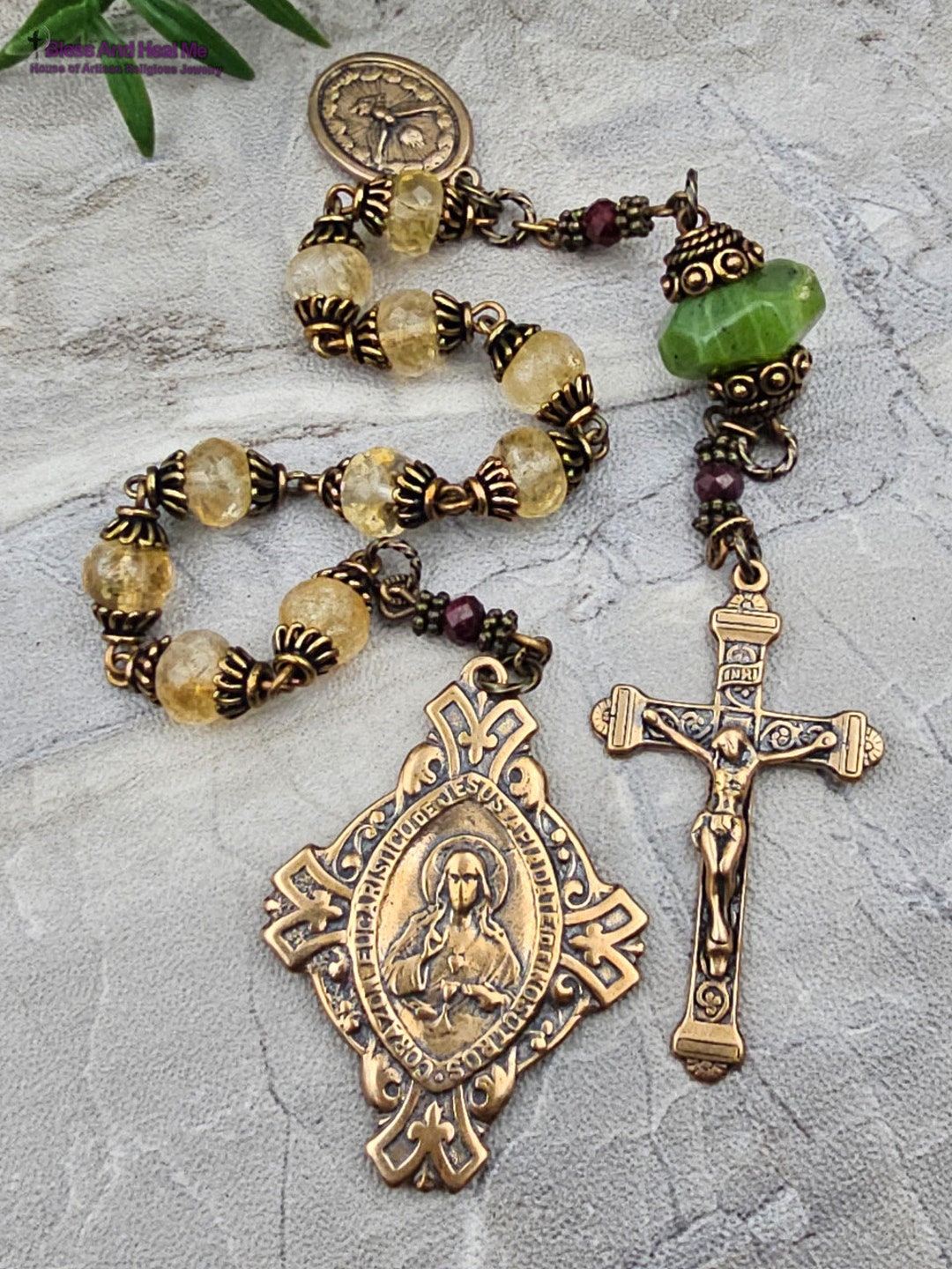 Holy Communion Sacred Heart of Jesus Perpetual Help Citrine Ornat ...
