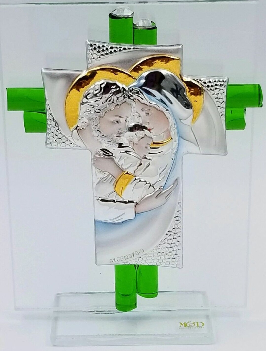 Holy Family Baby Jesus Cross Murano Glass Green - Etsy