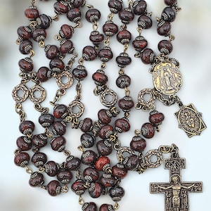7 Joys of Mary Franciscan Crown Rosary Chaplet |7 Decades| Bronze | Red ...