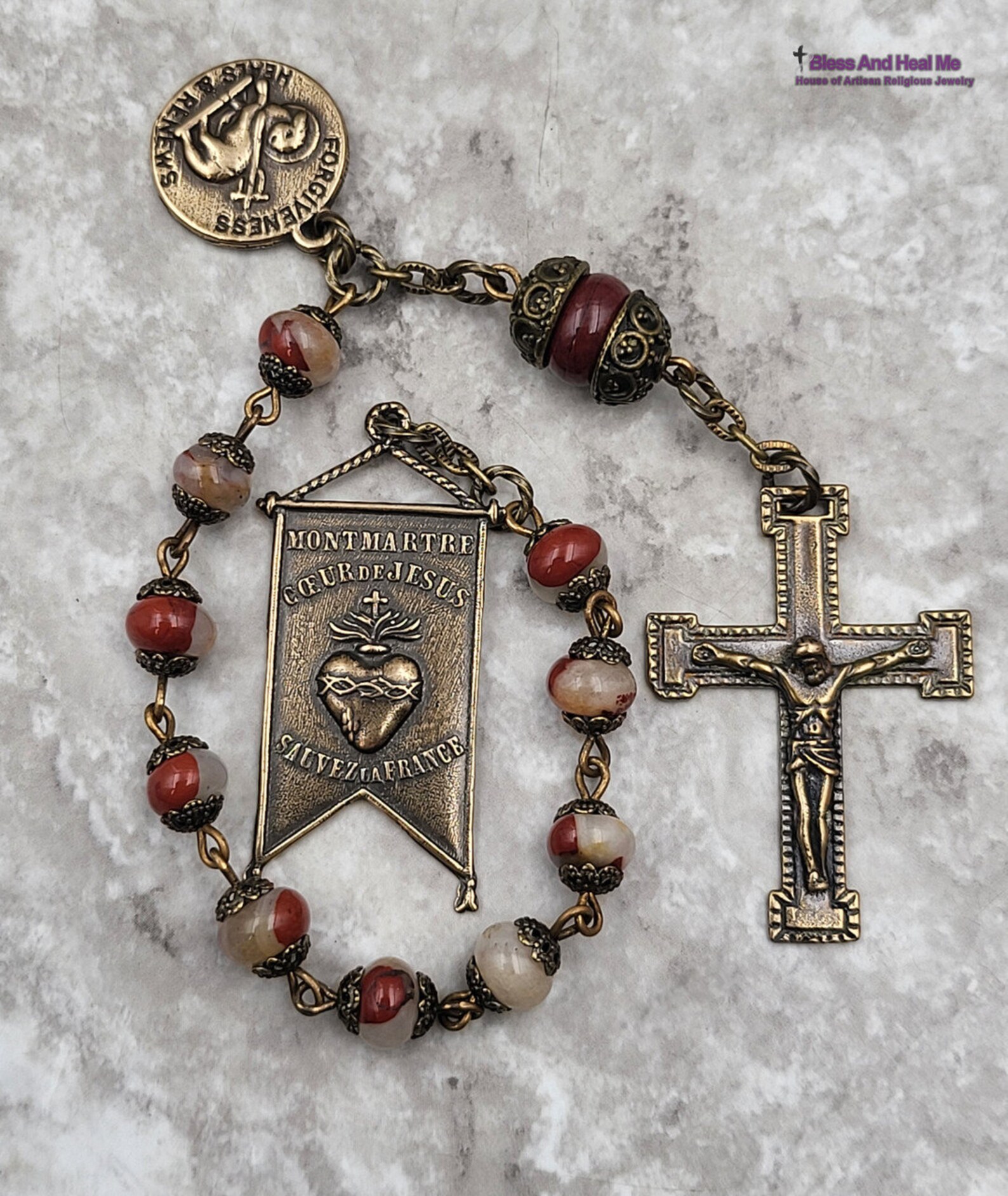Sacred Heart of Jesus Lamb of God Red Jasper Bronze Chaplet - Etsy