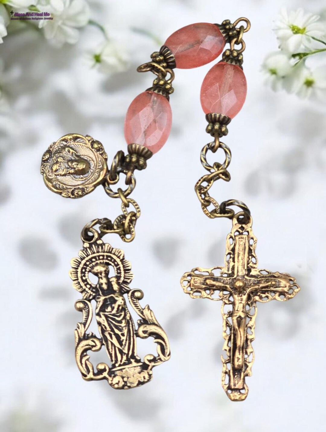 Antique-style Lady of the Pillar 3 Bead Pocket Chaplet-bronze ...