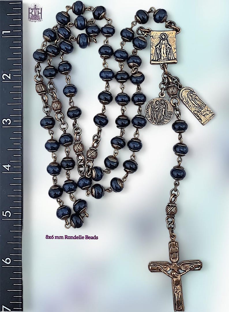 Healing Saints Miraculous Mary Lourdes Raphael Bronze Heirloom Rosary ...