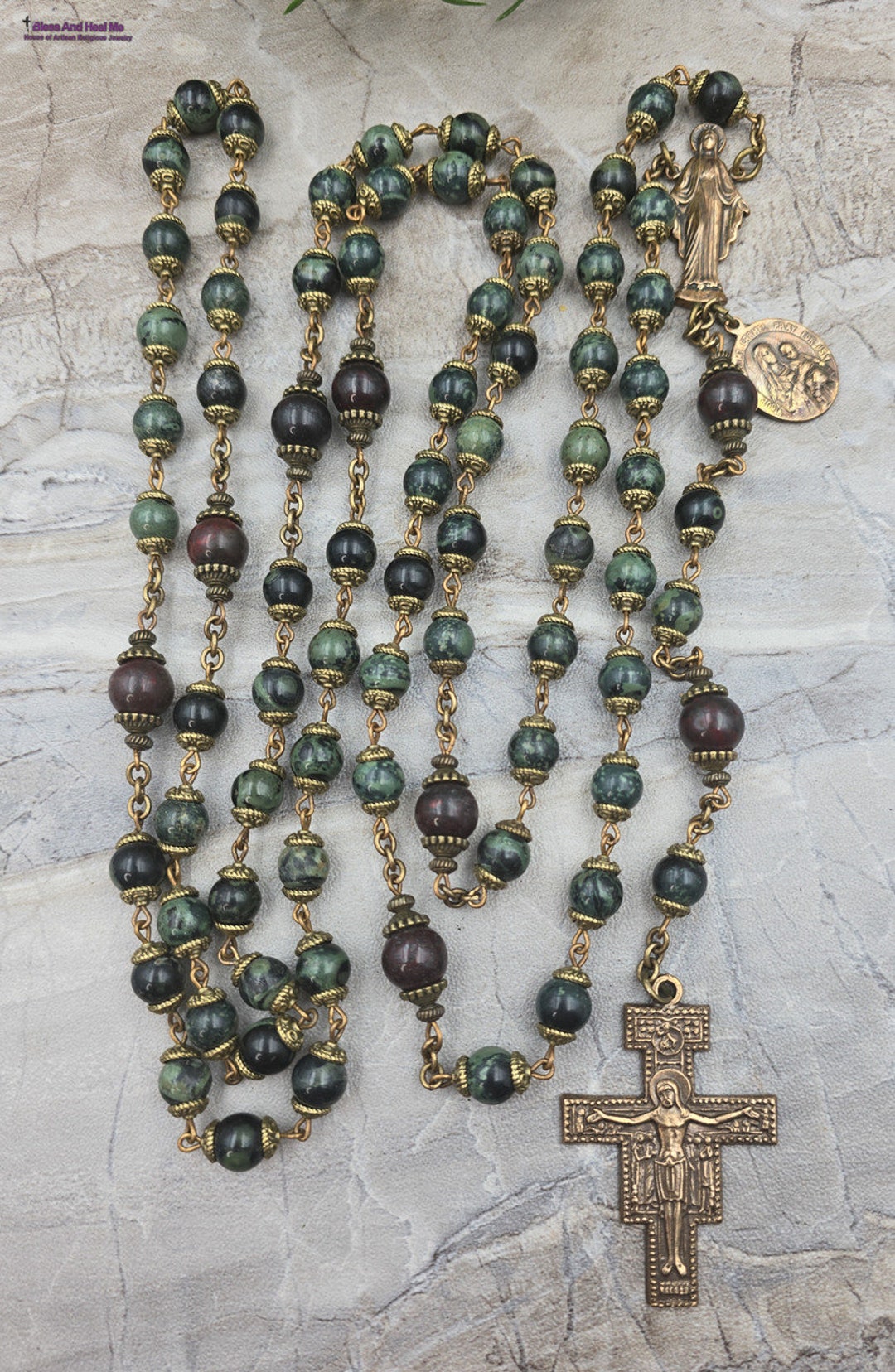 7 Joys of Mary Franciscan Crown Rosary - 7 Decade Vintage Bronze ...