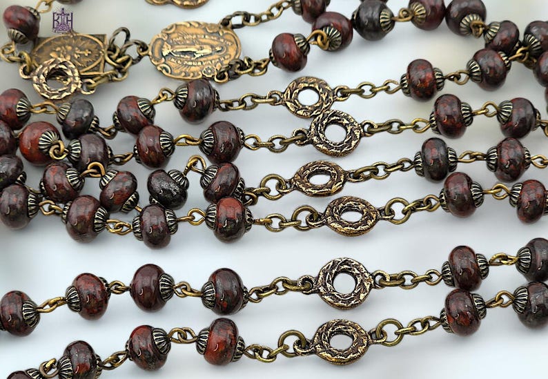 7 Joys of Mary Franciscan Crown Rosary Chaplet |7 Decades| Bronze | Red ...