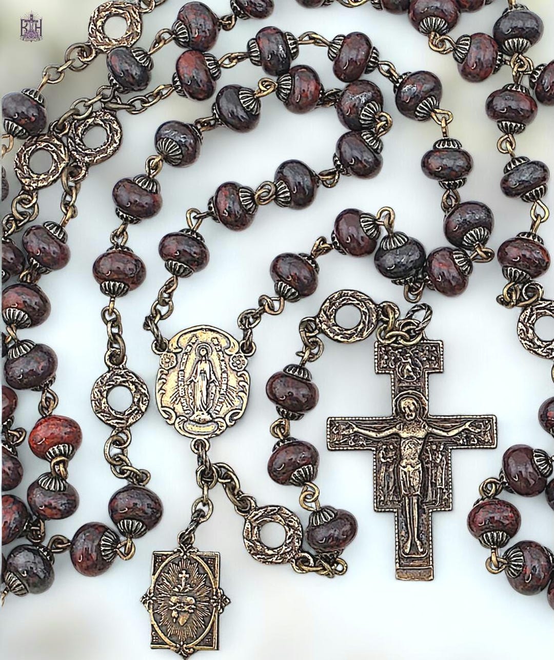 7 Joys of Mary Franciscan Crown Rosary Chaplet |7 Decades| Bronze | Red ...