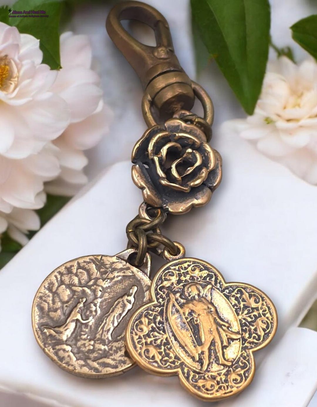 Healing Archangel Raphael Lourdes One Hail Mary Vintage Bronze Key ...