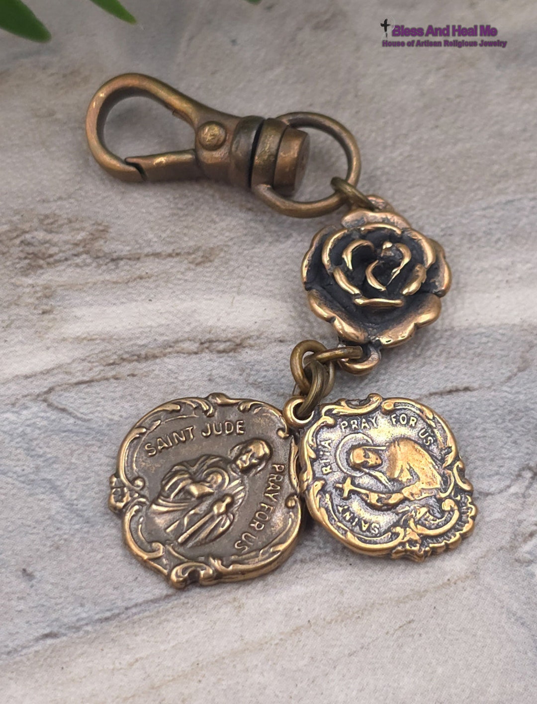 Healing St Jude Rita One Hail Mary Vintage Bronze Key Chain Chaplet - Etsy