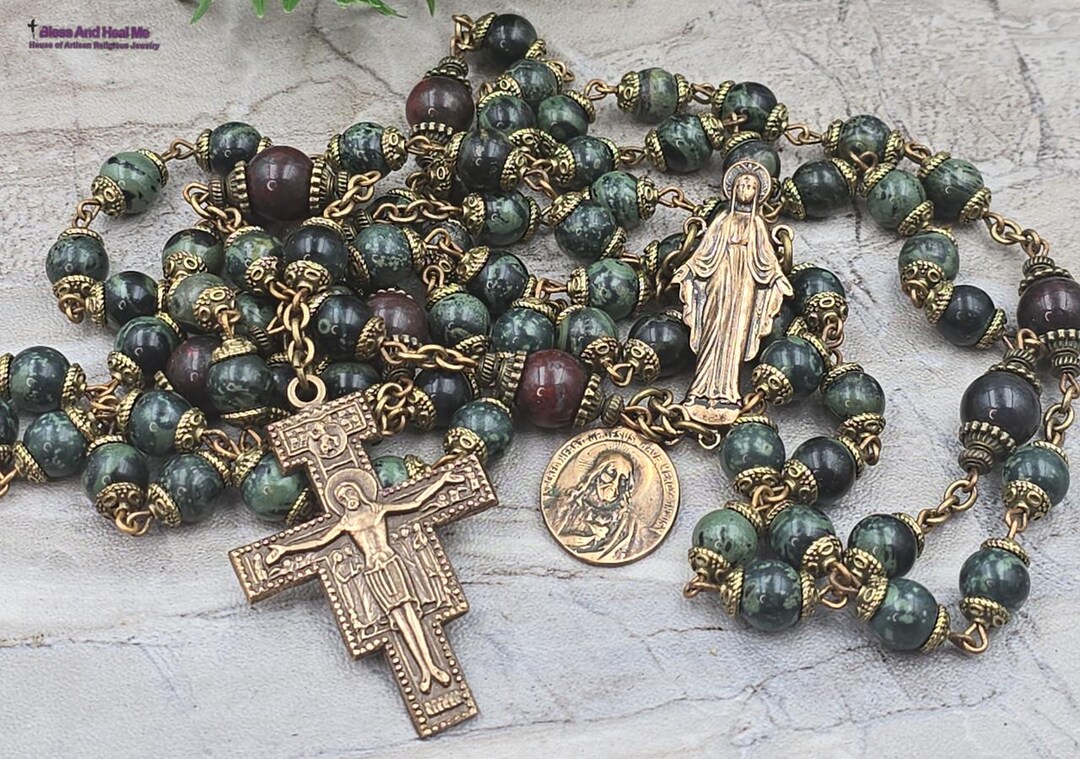 7 Joys of Mary Franciscan Crown Rosary - 7 Decade Vintage Bronze ...