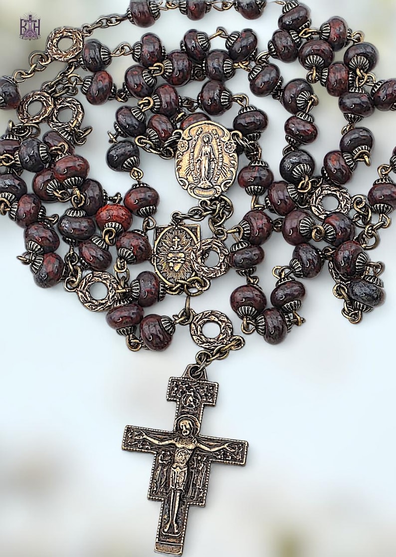 7 Joys of Mary Franciscan Crown Rosary Chaplet |7 Decades| Bronze | Red ...