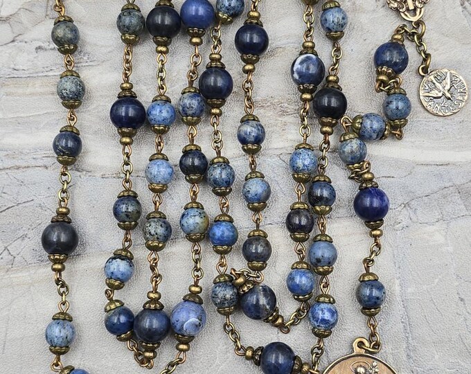 St Joseph Guardian Angel Holy Spirit Bronze Chaplet - Sodalite, Lapis ...