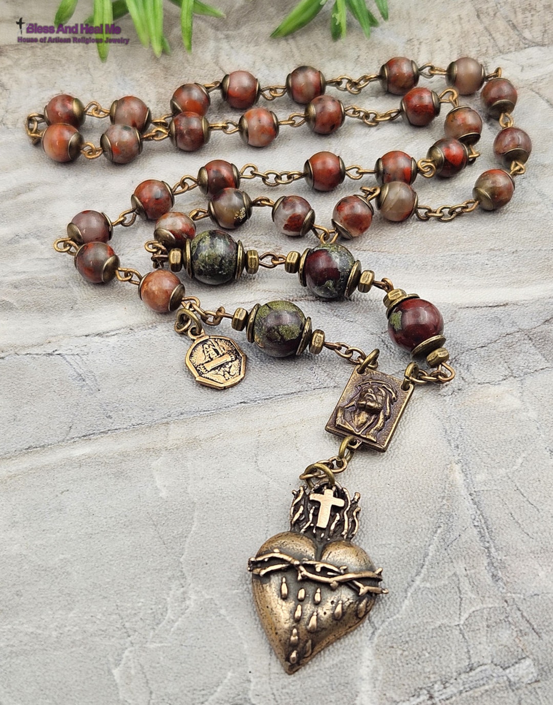 Precious Blood of Christ Bloodstone Jasper Vintage Bronze Devotional ...