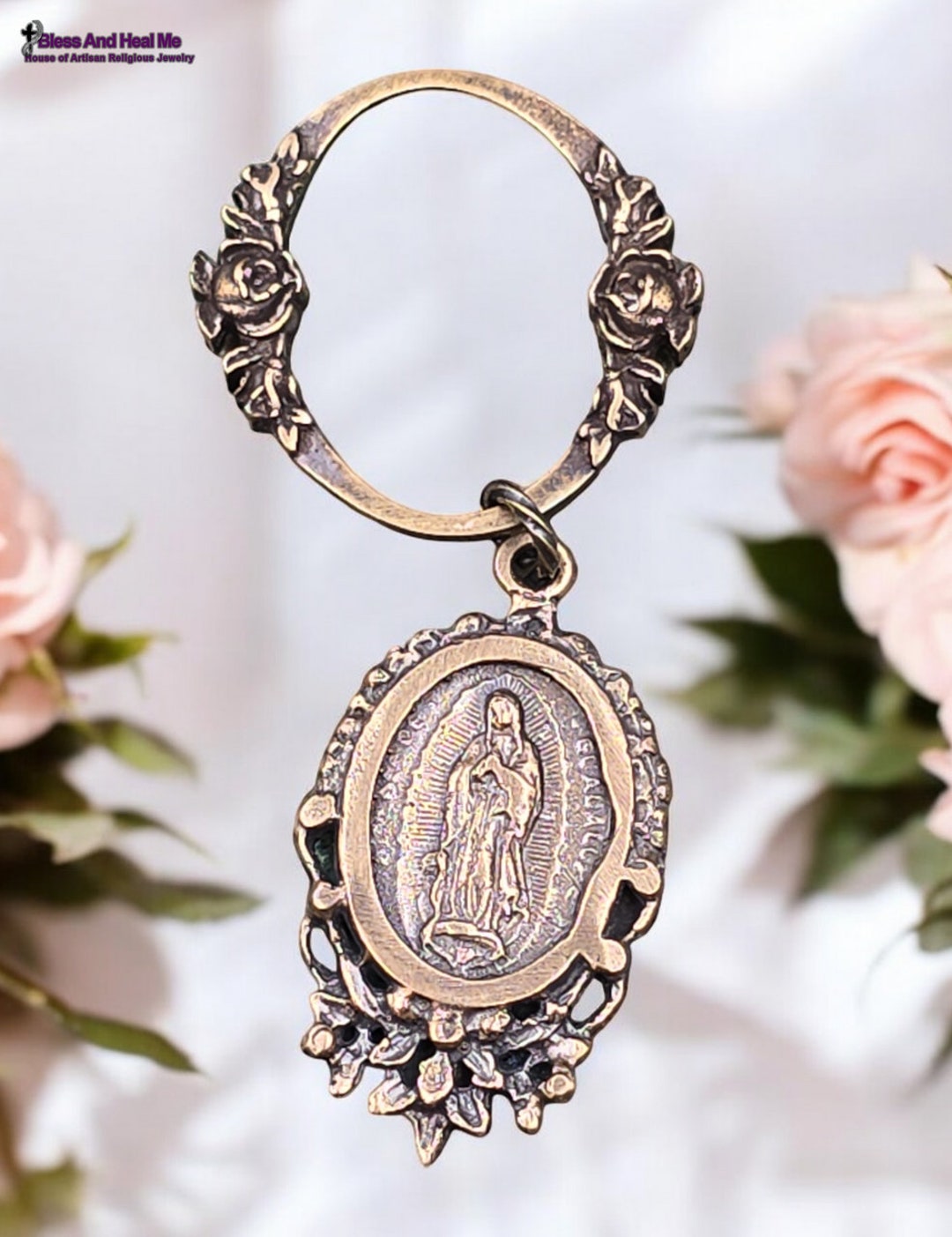 Guadalupe Heirloom Bronze Chaplet | Floral Finger Prayer Ring & Pocket ...