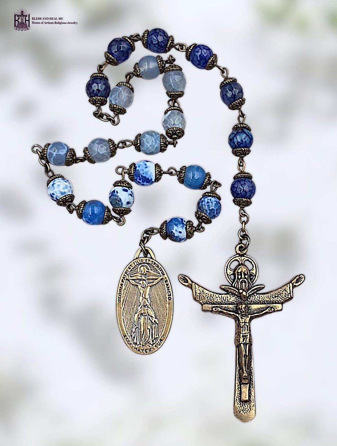 Holy Trinity & Holy Eucharist 21 Beads Chaplet | Heritage Bronze| Blue ...