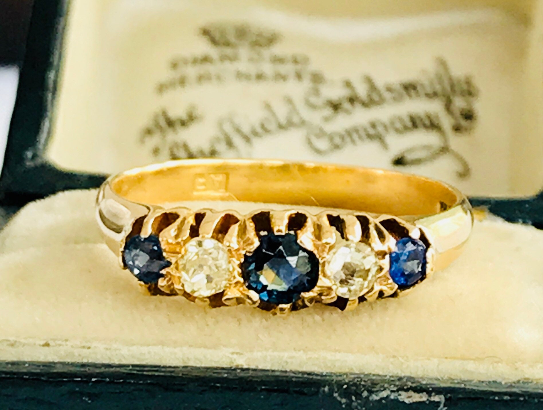 Stunning 100 year old antique 18ct gold Sapphire & Diamond ring ...