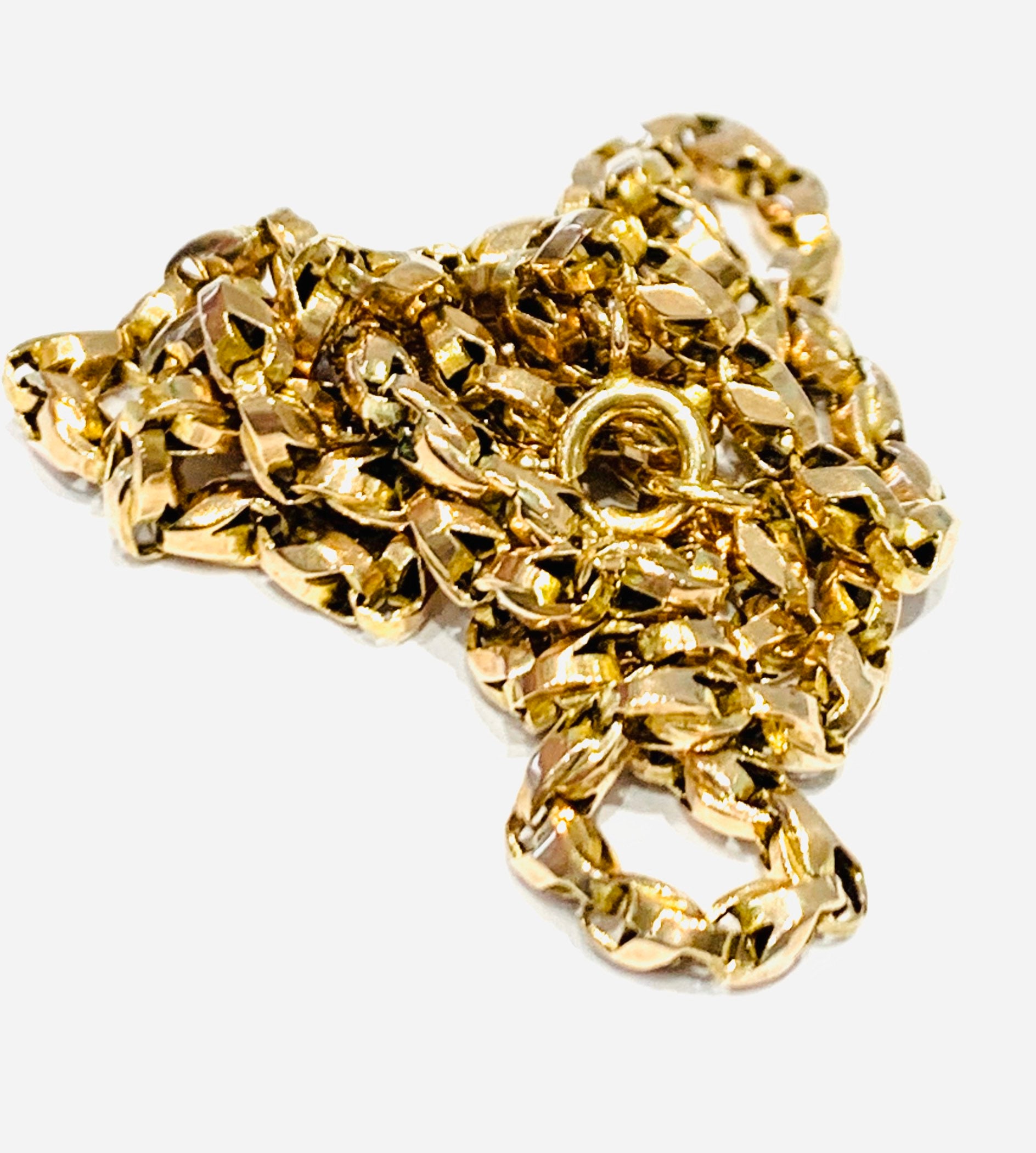 Superb antique 9ct gold 18 inch fancy 'Tulip Link' chain