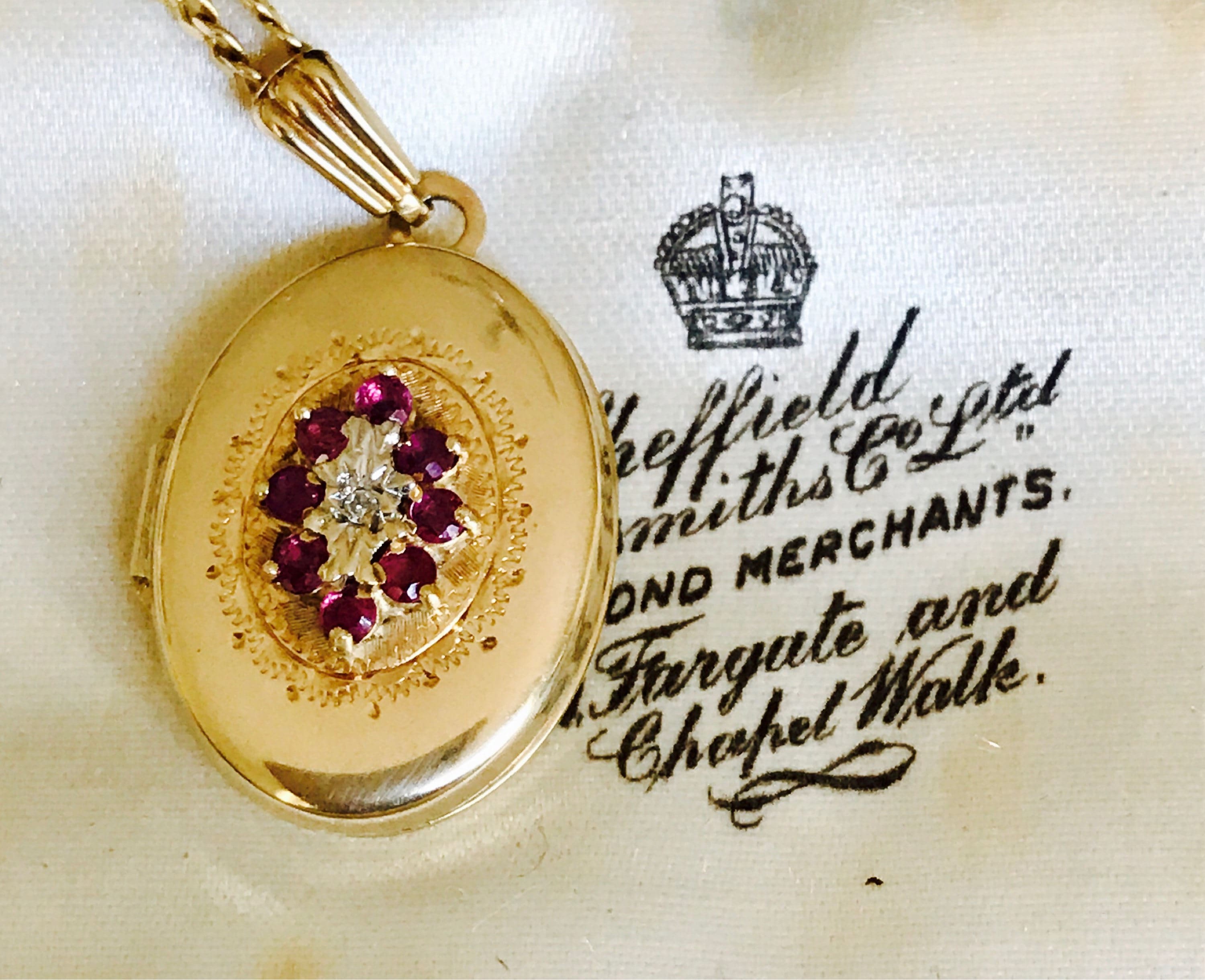 Stunning vintage 9ct gold Ruby & Diamond locket with chain **Reserved ...