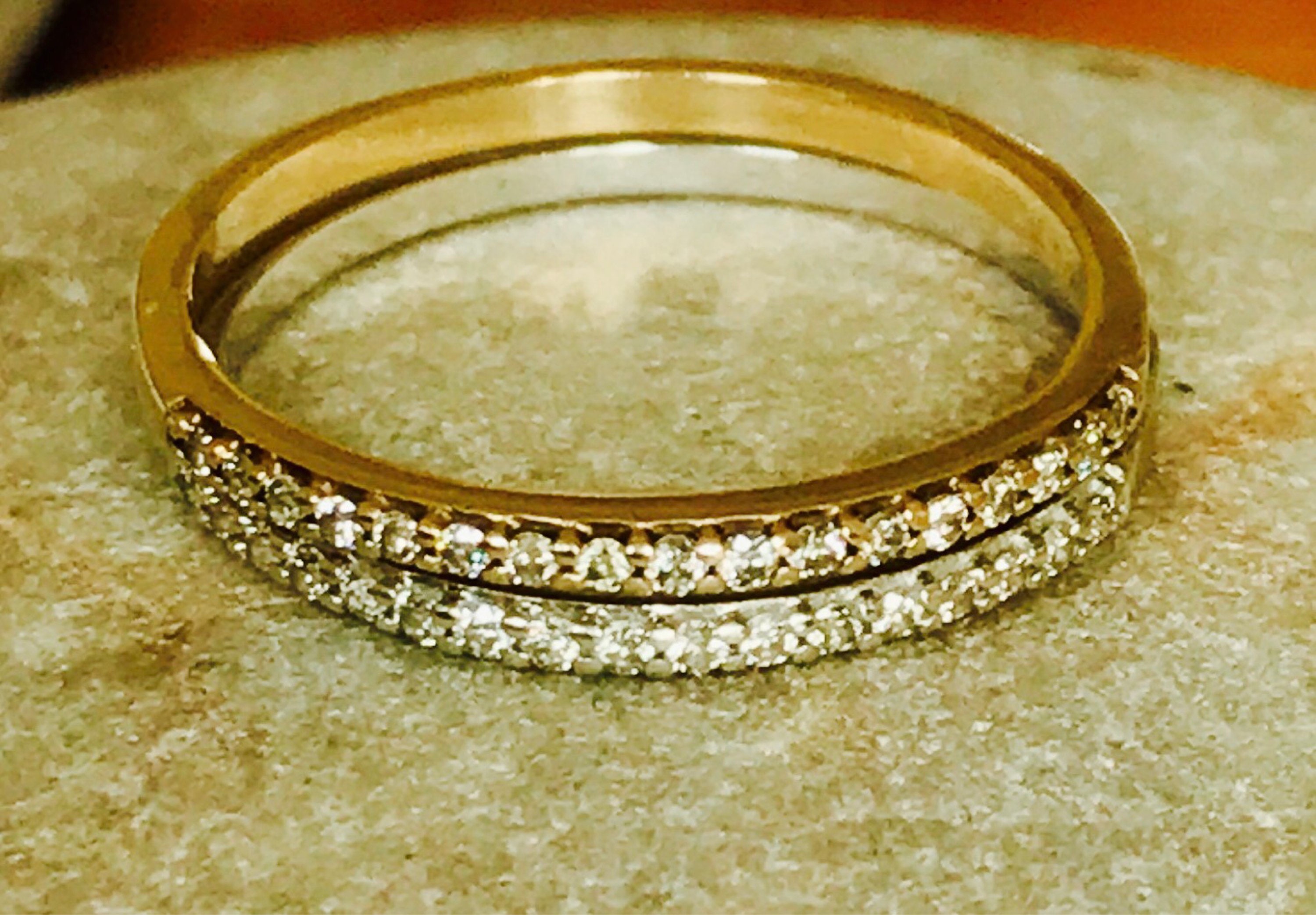 Two beautiful vintage 9ct white & yellow gold Diamond stacking rings ...