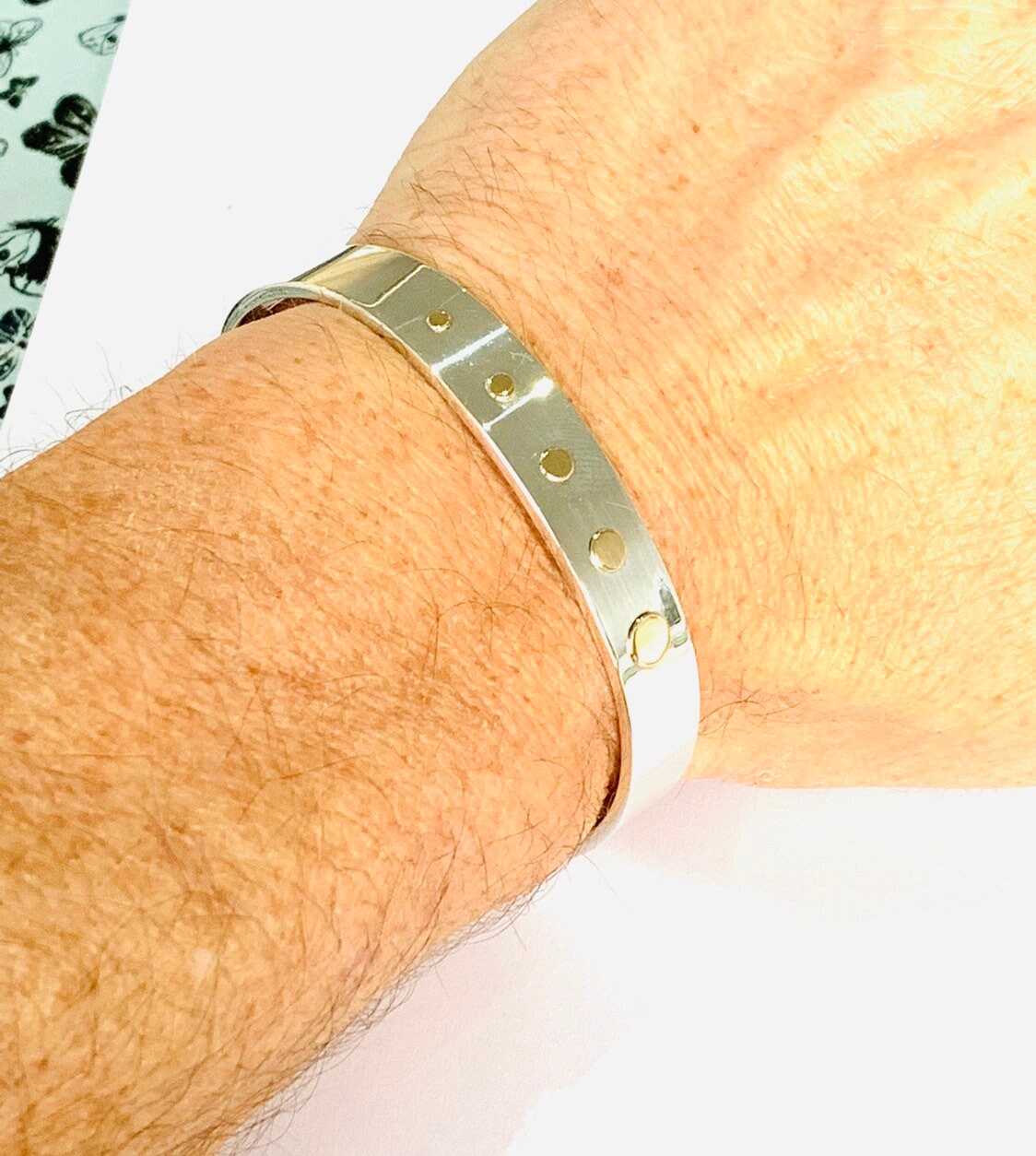 Stunning vintage Sterling Silver & 9ct yellow gold bangle