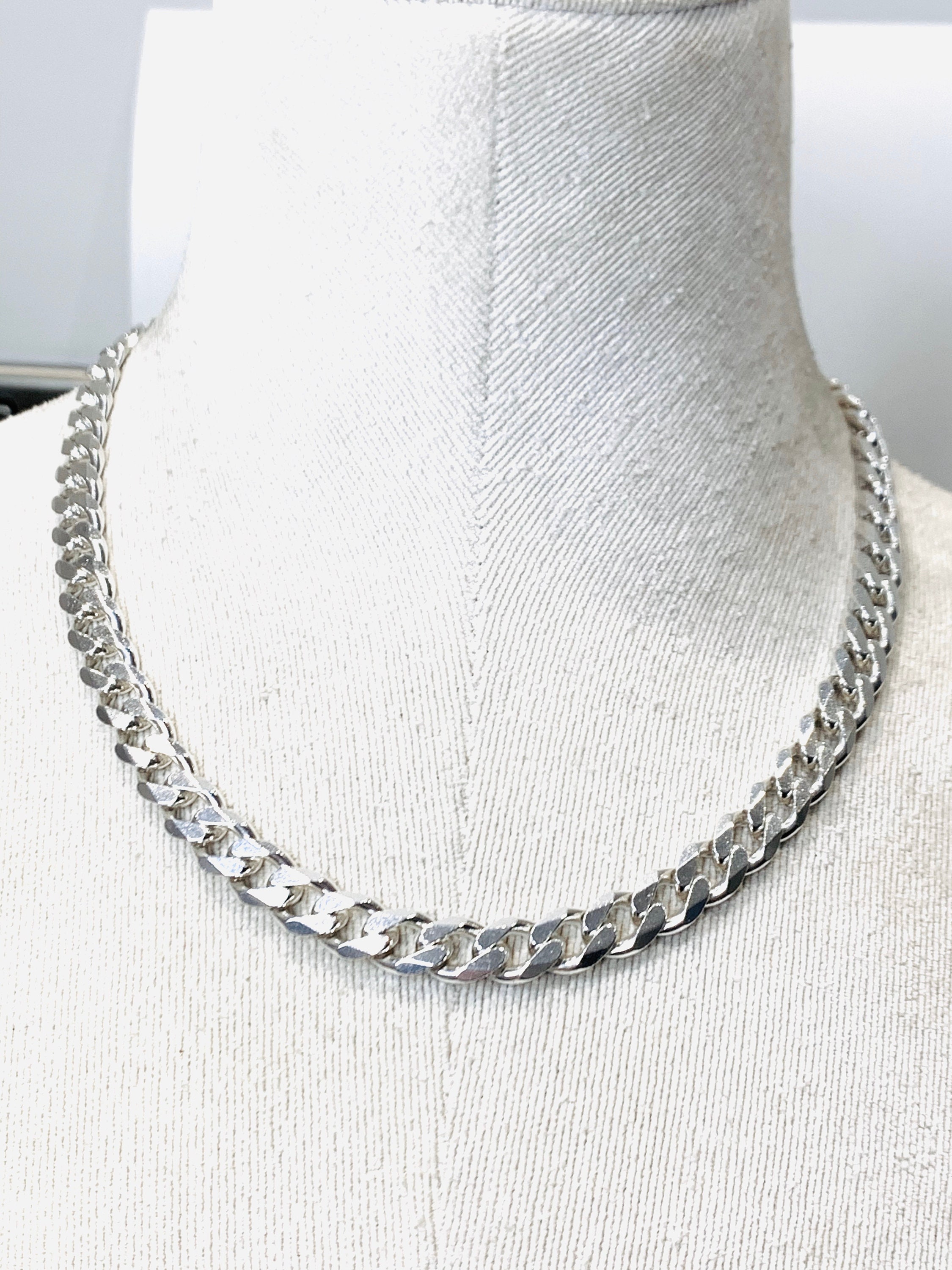 Vintage heavy 19 inch sterling silver curb link chain - fully ...