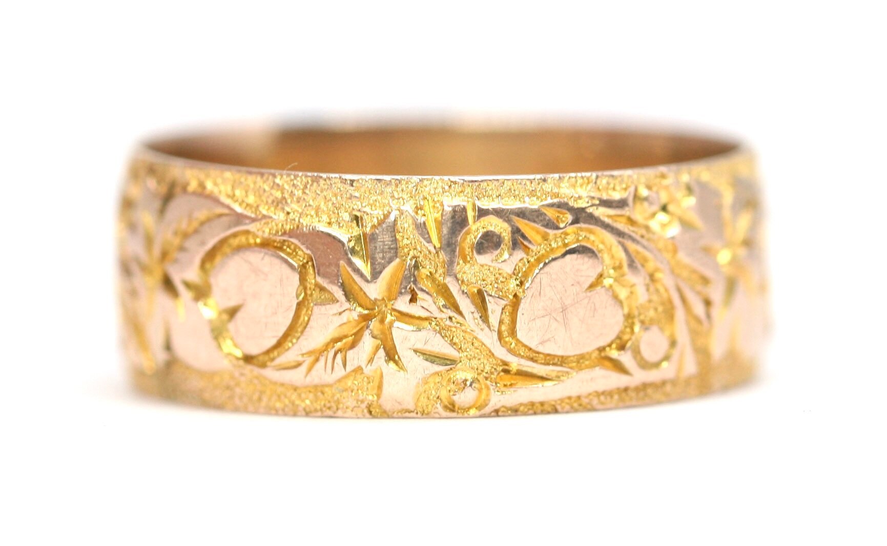 Stunning antique 9ct gold embossed ring - wedding ring - hallmarked ...