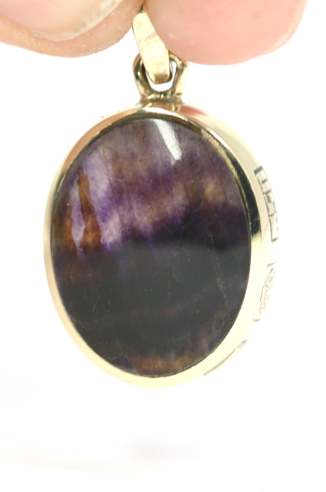 David Scott Walker 9ct Gold Blue John / Purple Goldstone Pendant ...