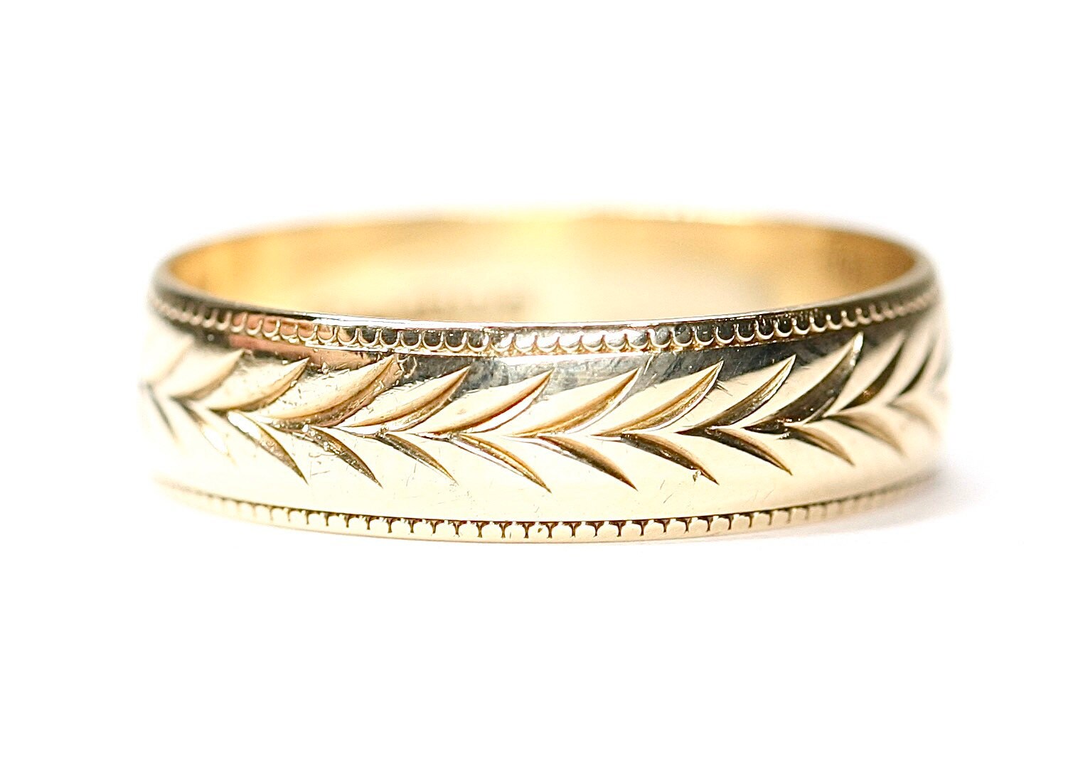Vintage 9ct yellow gold patterned wedding ring - hallmarked London 1996 ...