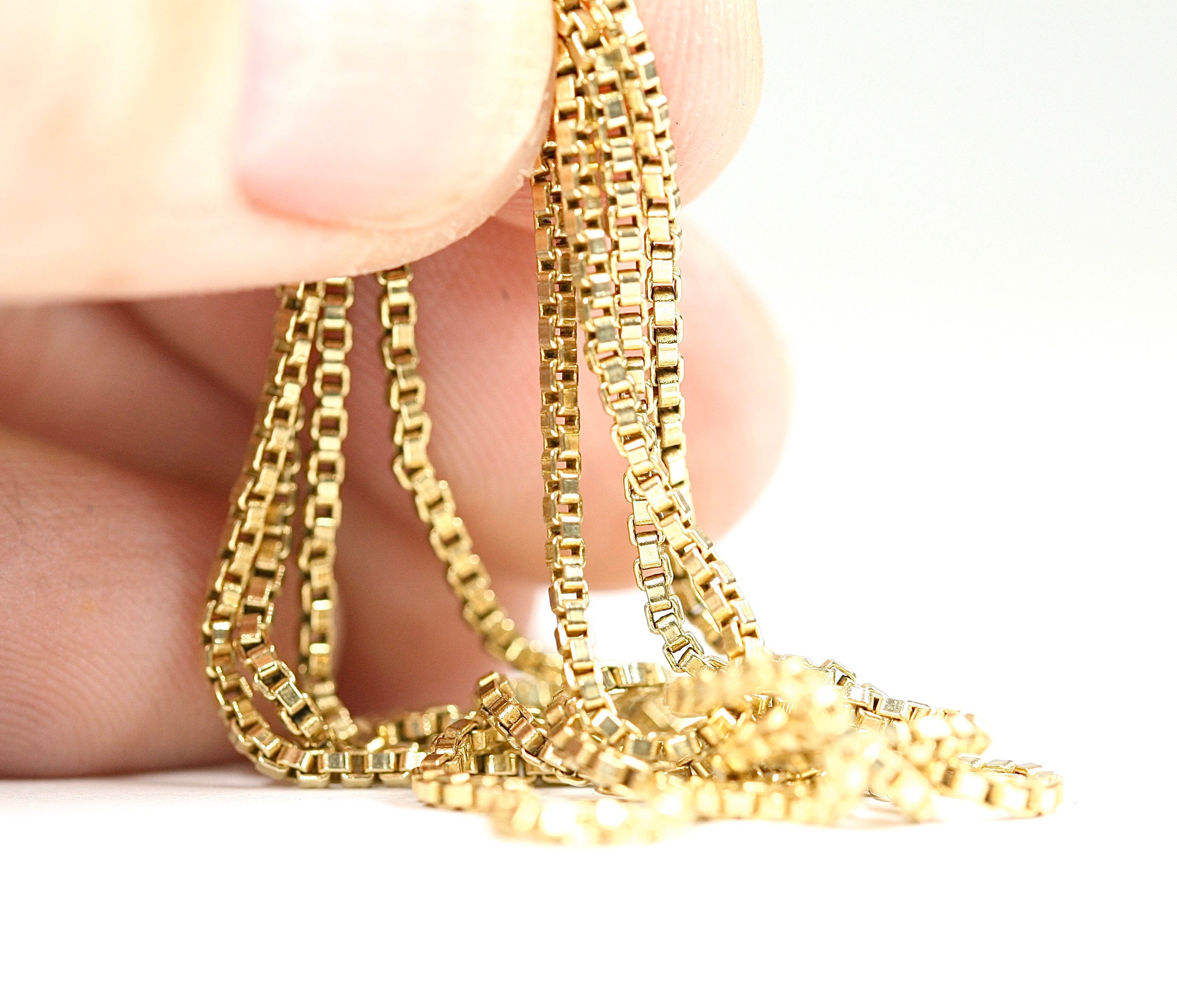 Stunning vintage 9ct yellow gold 29 inch box link chain - fully ...