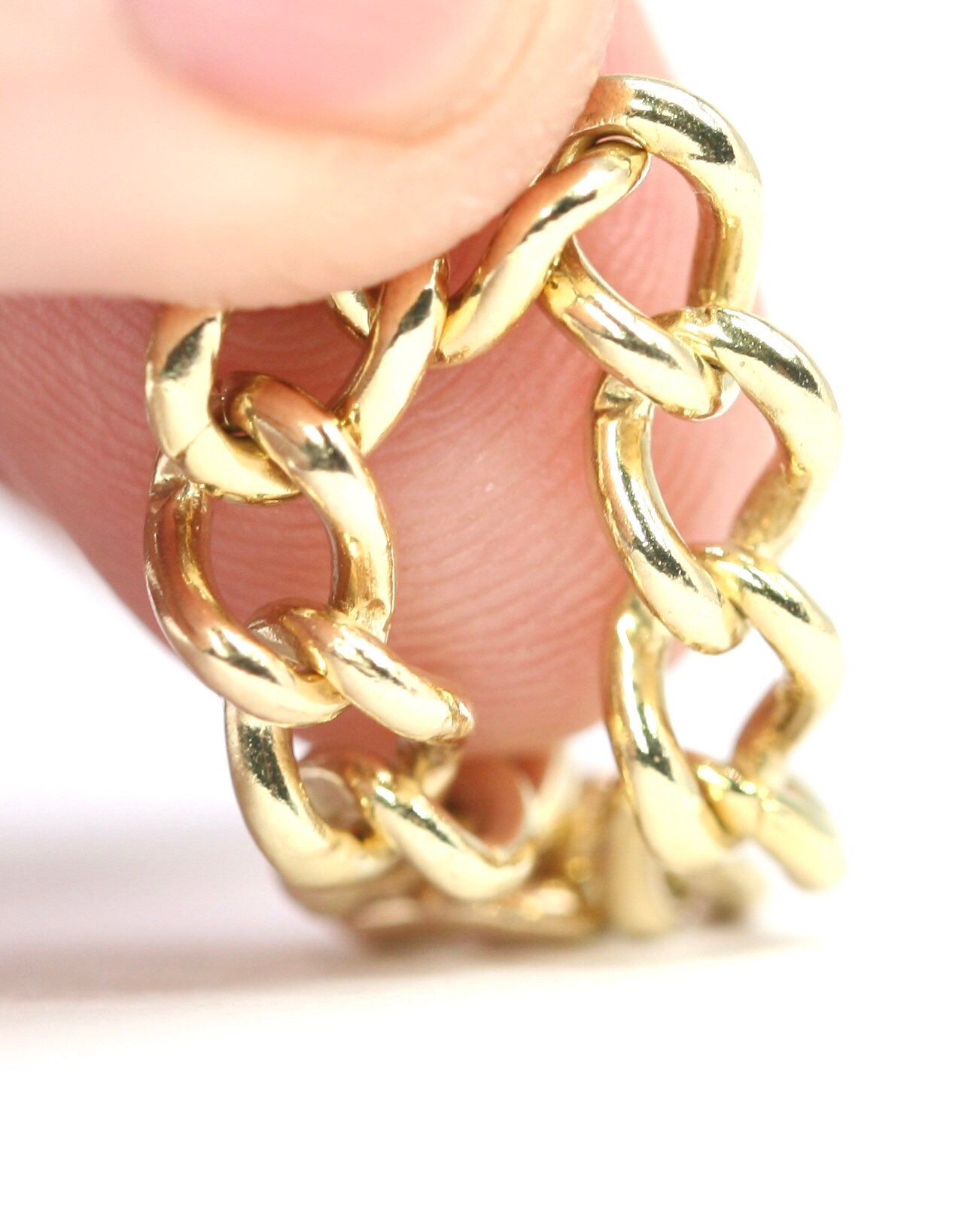 Superb antique 9ct yellow gold Albert chain link rings - all links ...