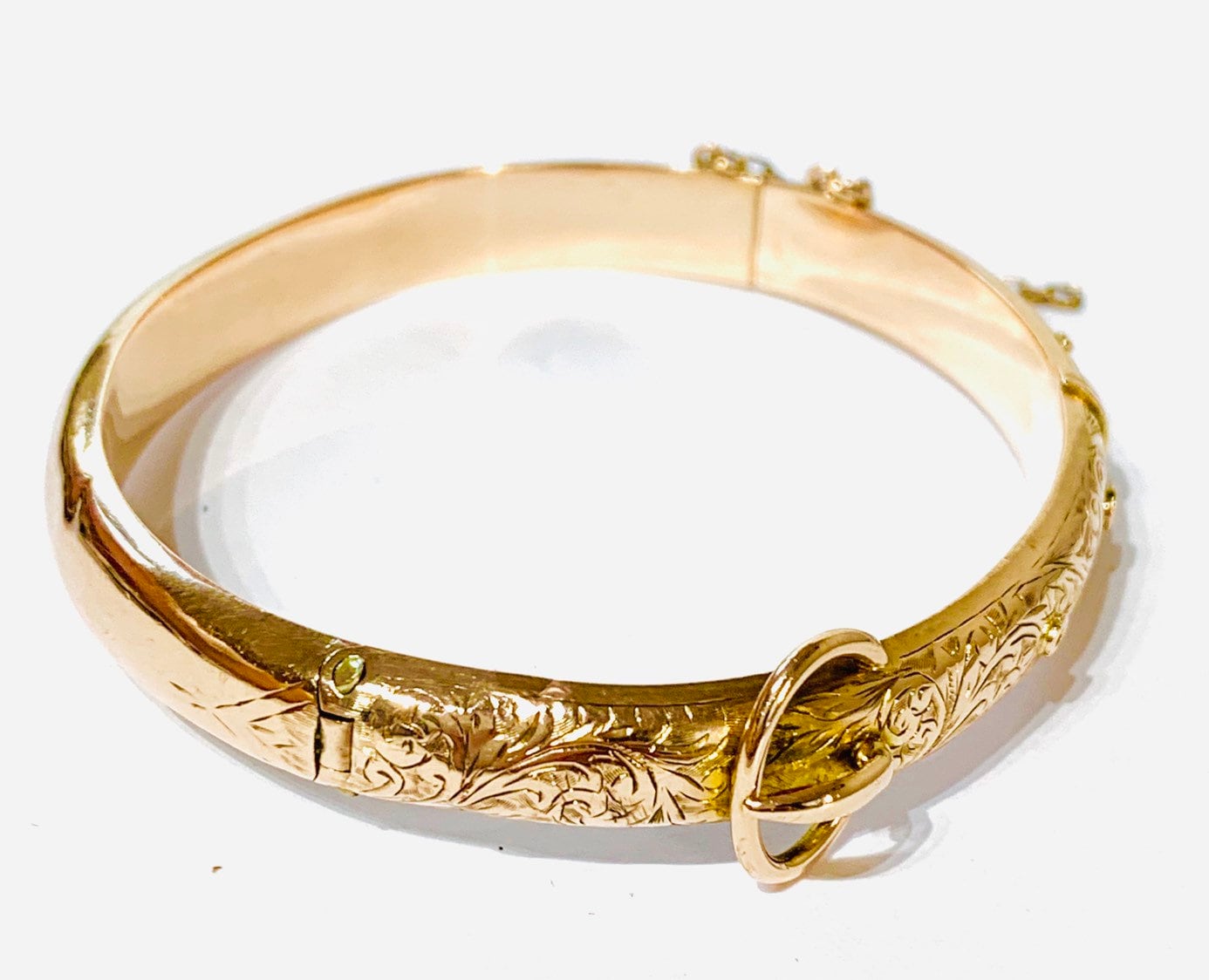 Antique Edwardian 9ct rose gold Buckle bangle - Birmingham 1910 - 10 ...