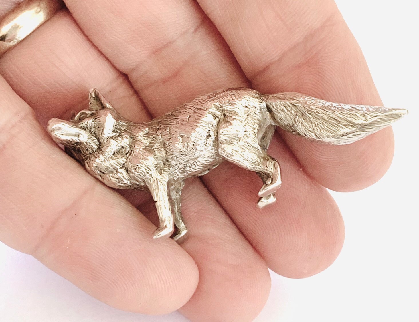 Superb vintage solid sterling silver Fox - hallmarked London 1992