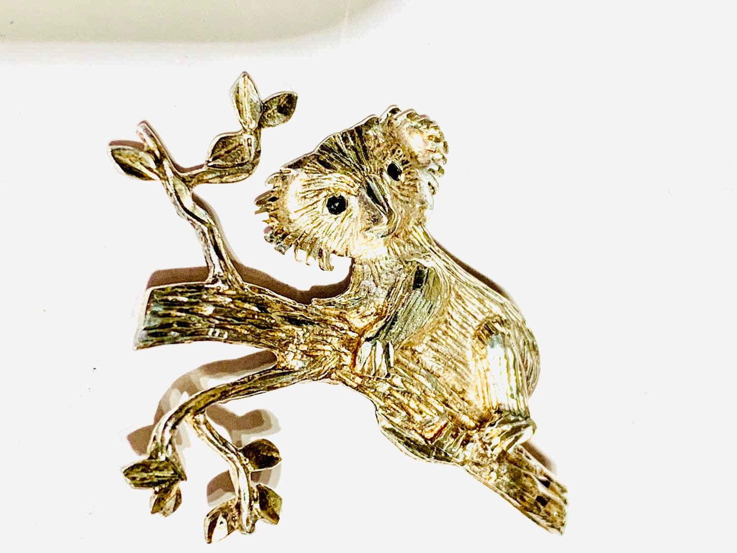 Vintage sterling silver & Sapphire Koala bear brooch