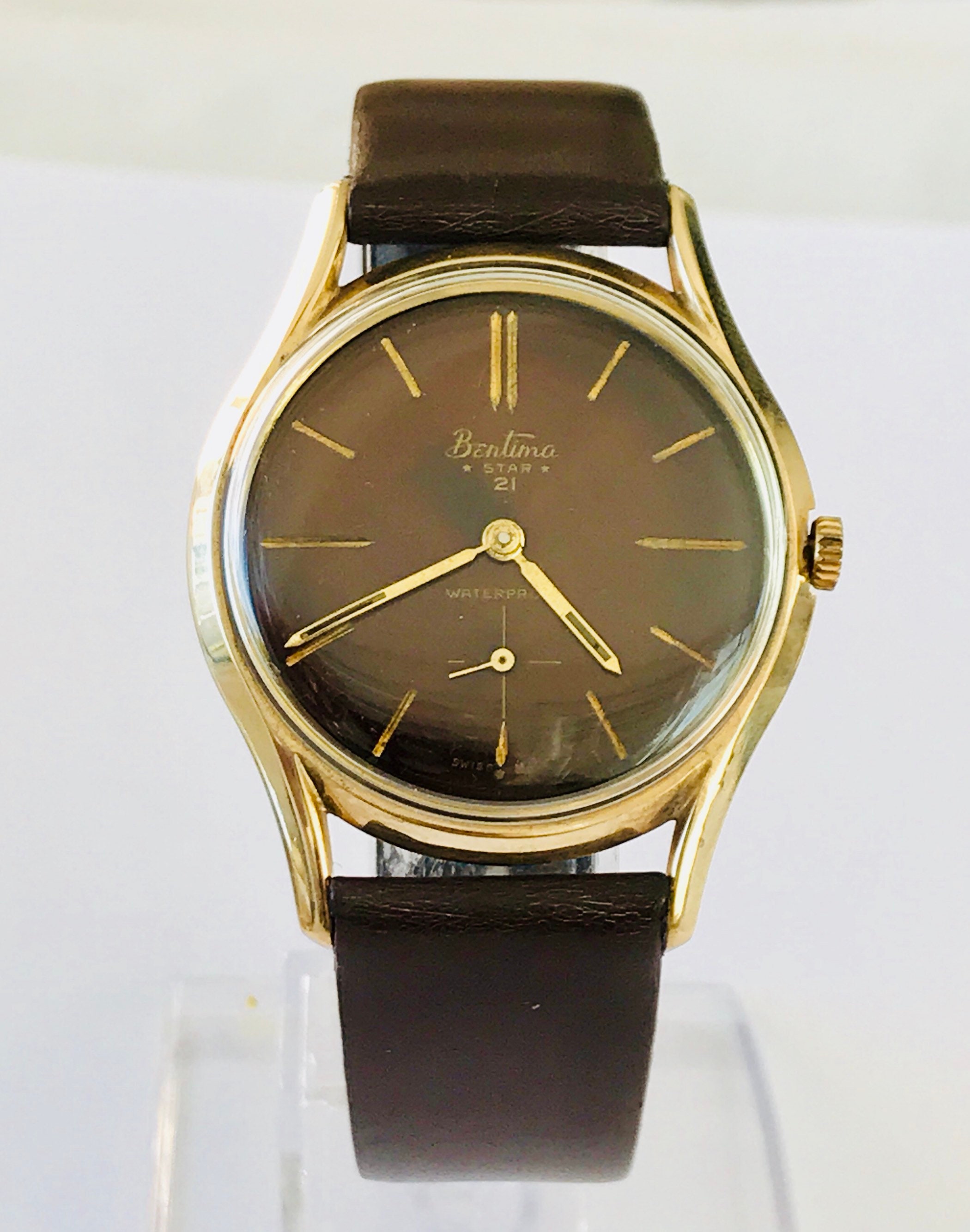 Superb vintage 9ct gold unisex Bentima Star 21 jewel manual wristwatch ...