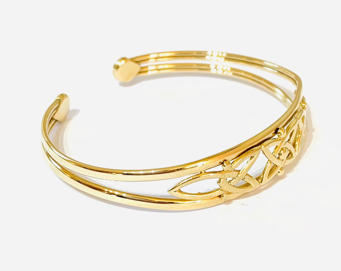 Stunning vintage 9ct yellow gold 6 1/2 inch Art Noveau style bangle ...