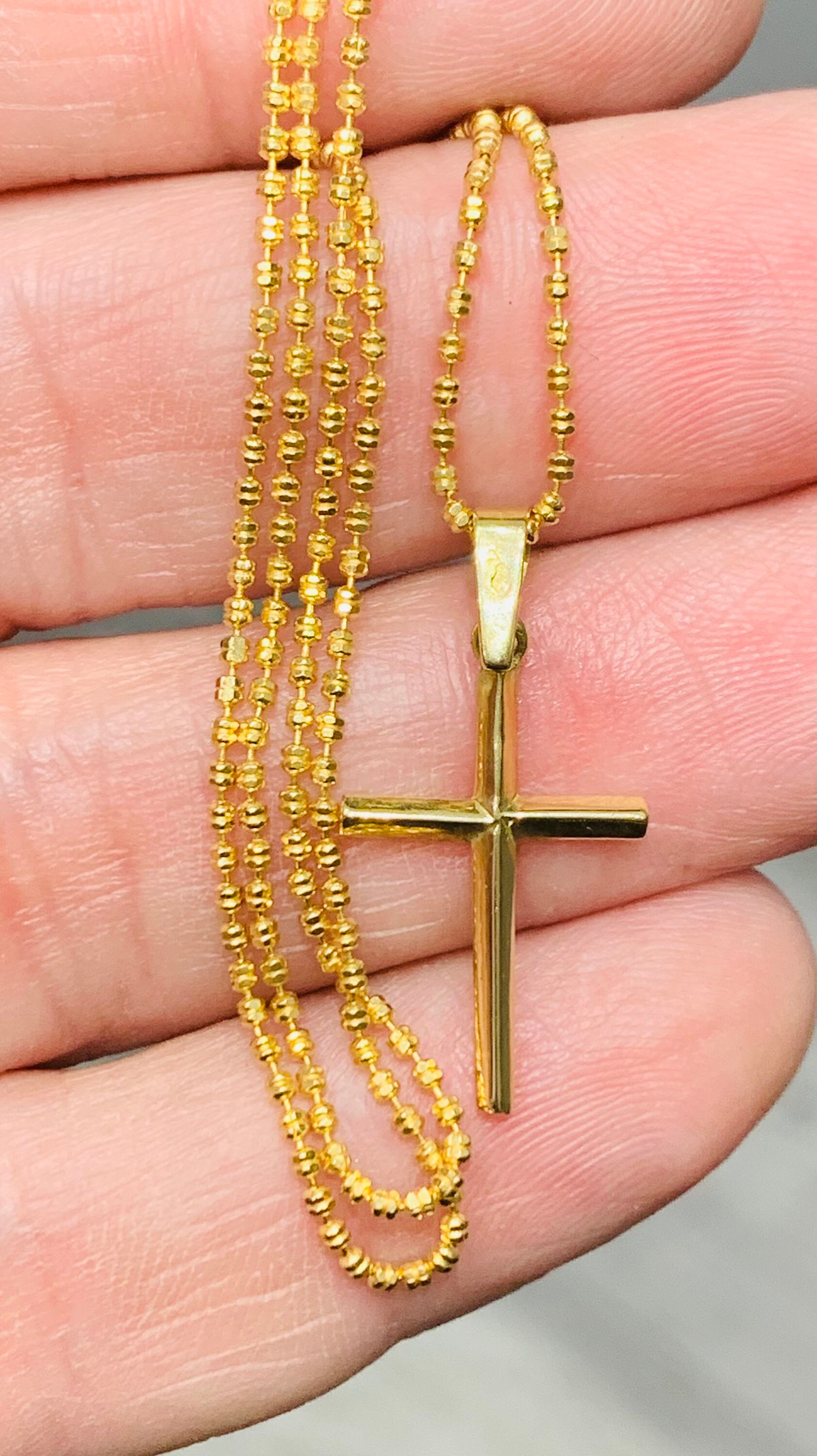 Superb vintage 18ct gold 18 inch fancy chain Cross necklace - fully ...