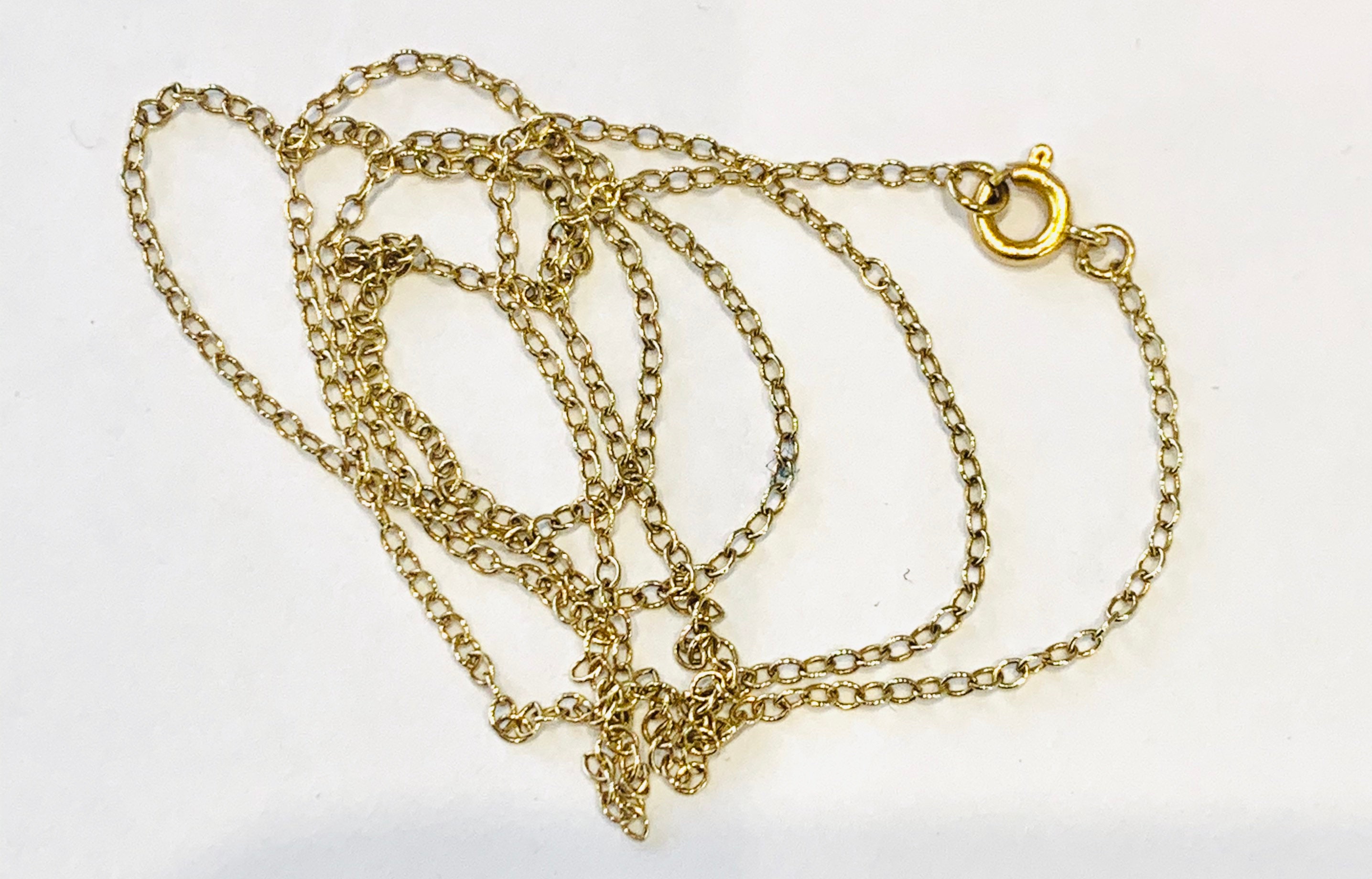 Vintage 9ct yellow gold 21 inch fine link chain