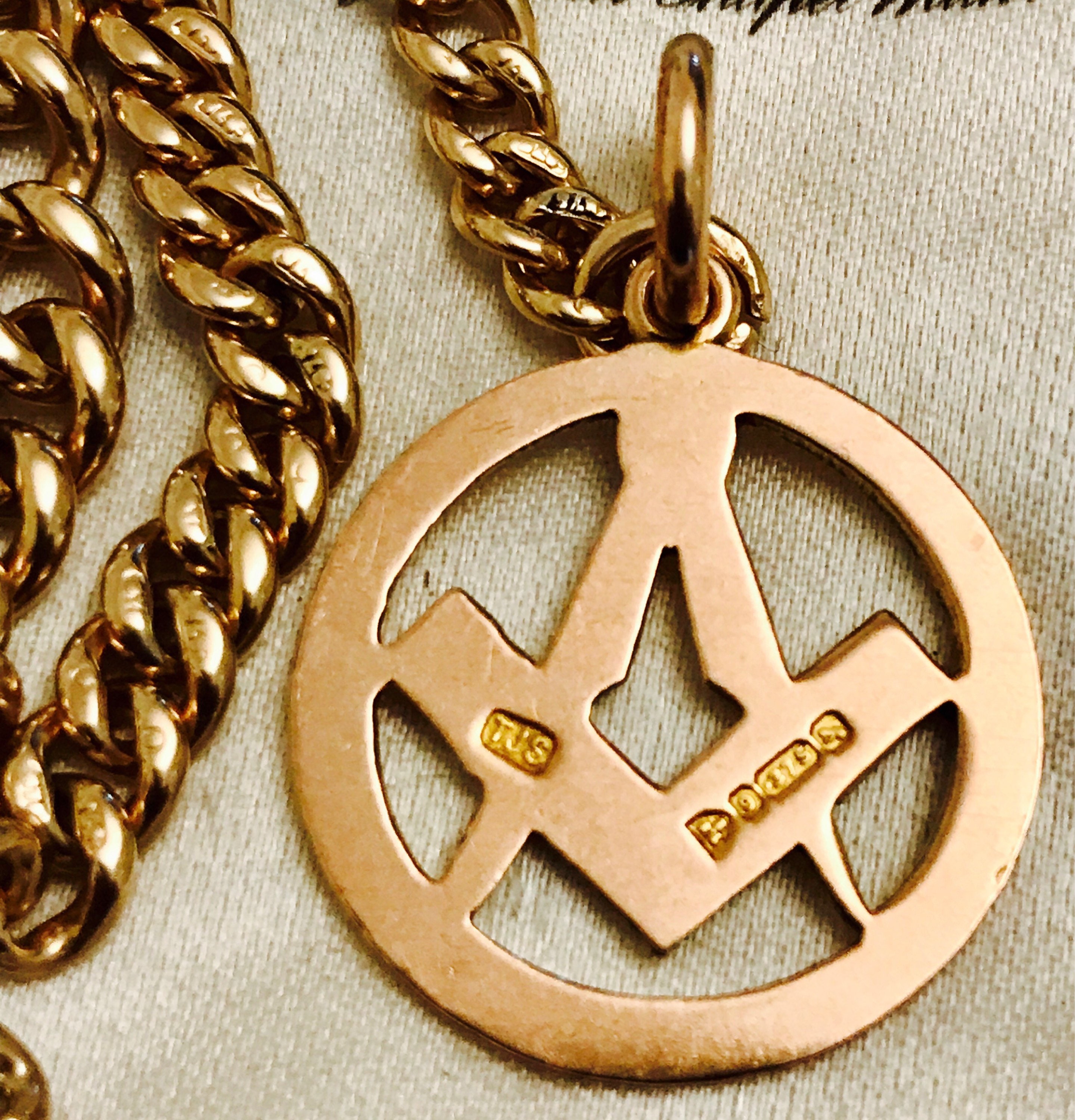 Absolutely stunning antique 9ct yellow gold Albert chain and Masonic ...