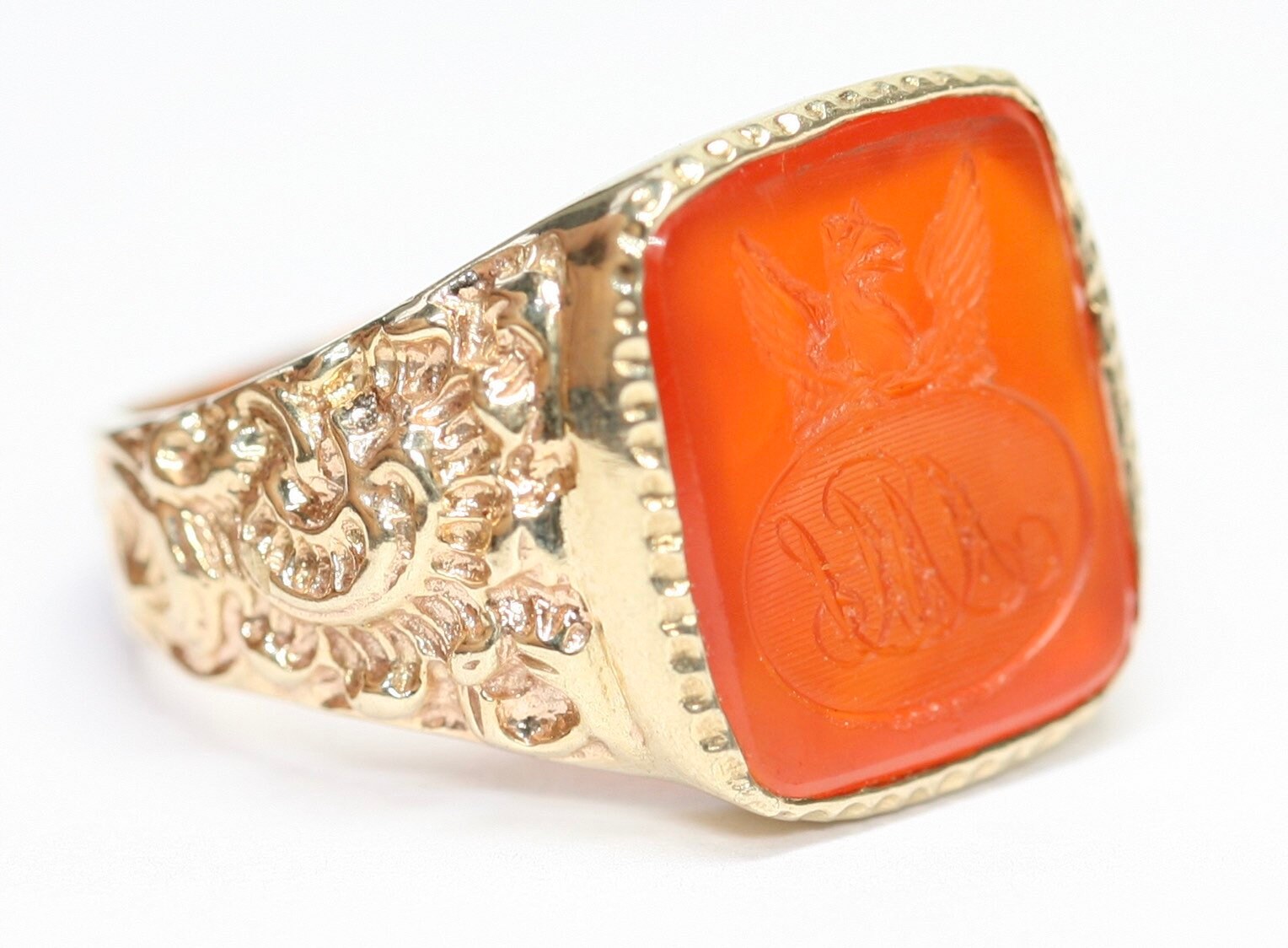 REDUCED ***Stunning heavy vintage 9ct gold carved Intaglio seal ring ...