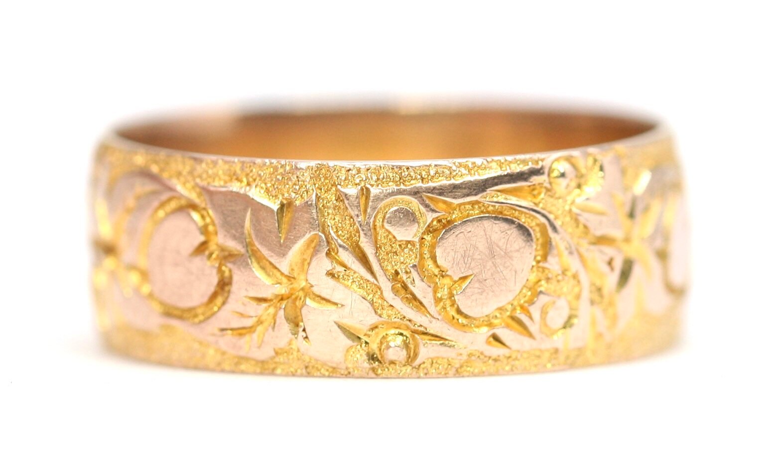 Stunning antique 9ct gold embossed ring - wedding ring - hallmarked ...
