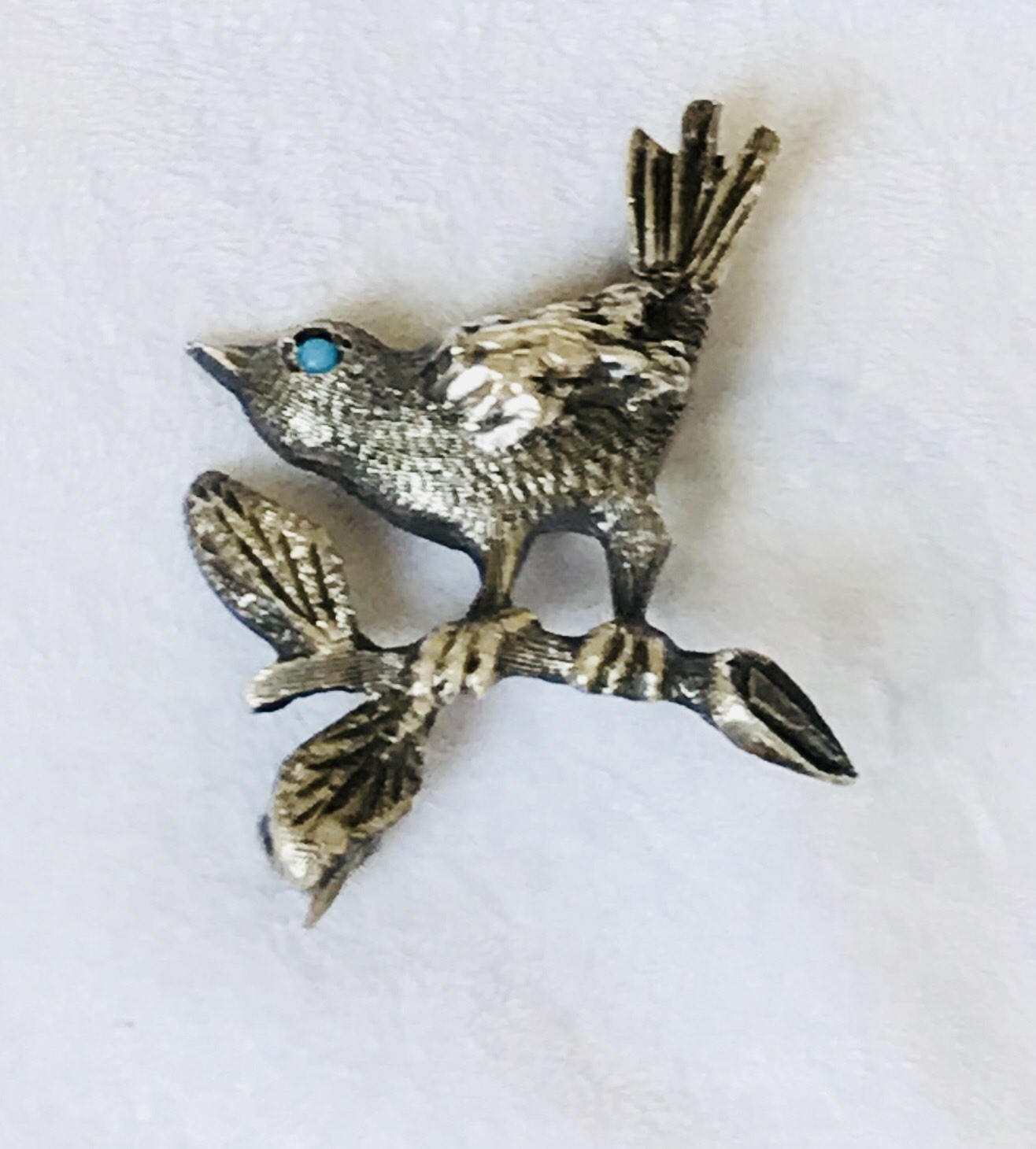 Superb vintage sterling silver bird brooch with turquoise eye - fully ...