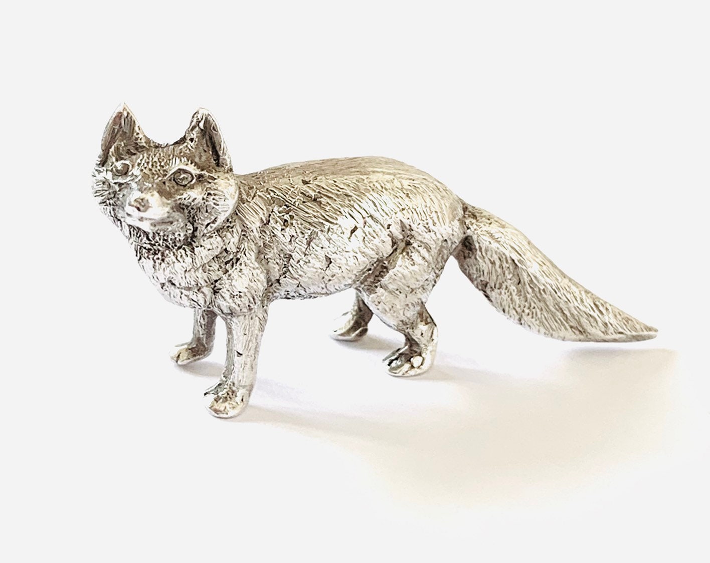Superb vintage solid sterling silver Fox - hallmarked London 1992