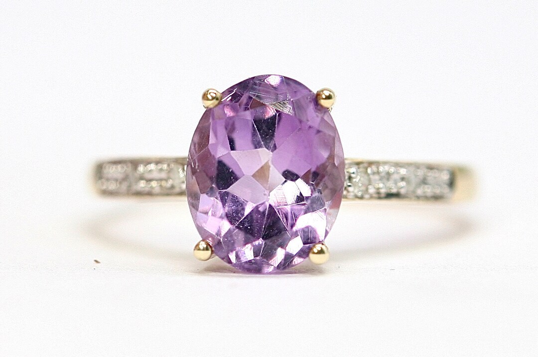 Sparkling Vintage 9ct Gold Amethyst and Diamond Ring Fully Hallmarked Size P or US 7 1/2 - Etsy