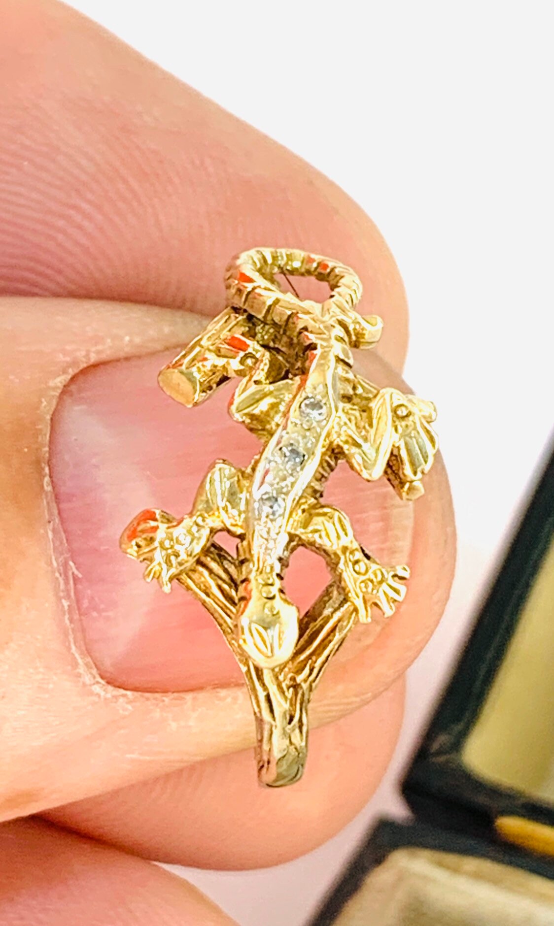 Superb rare vintage 9ct yellow gold Diamond Lizard ring - hallmarked ...