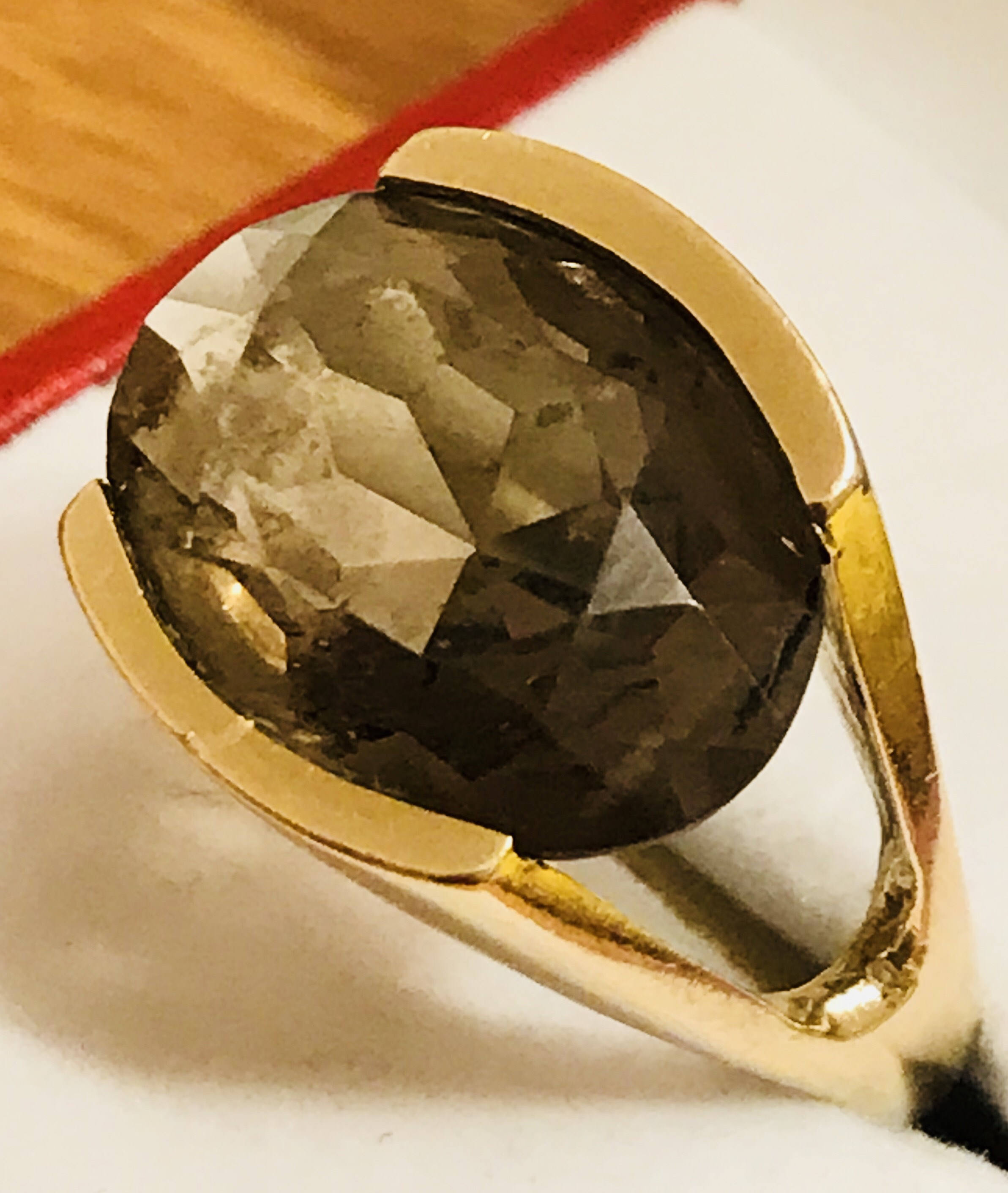 Stunning huge, heavy vintage 9ct gold Smokey Quartz statement ring ...