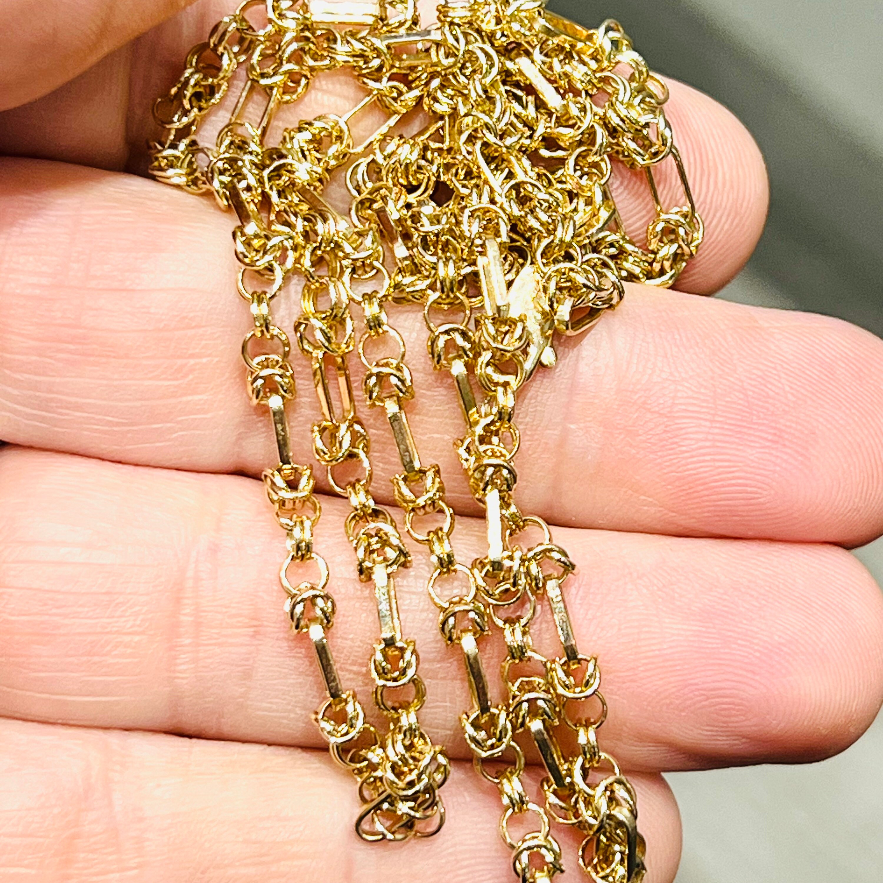 Superb vintage 9ct yellow gold 26 inch fancy link necklace - fully ...