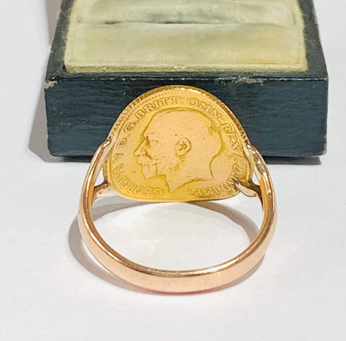 Superb antique 22ct / 9ct rose gold 1/2 Sovereign ring - hallmarked ...