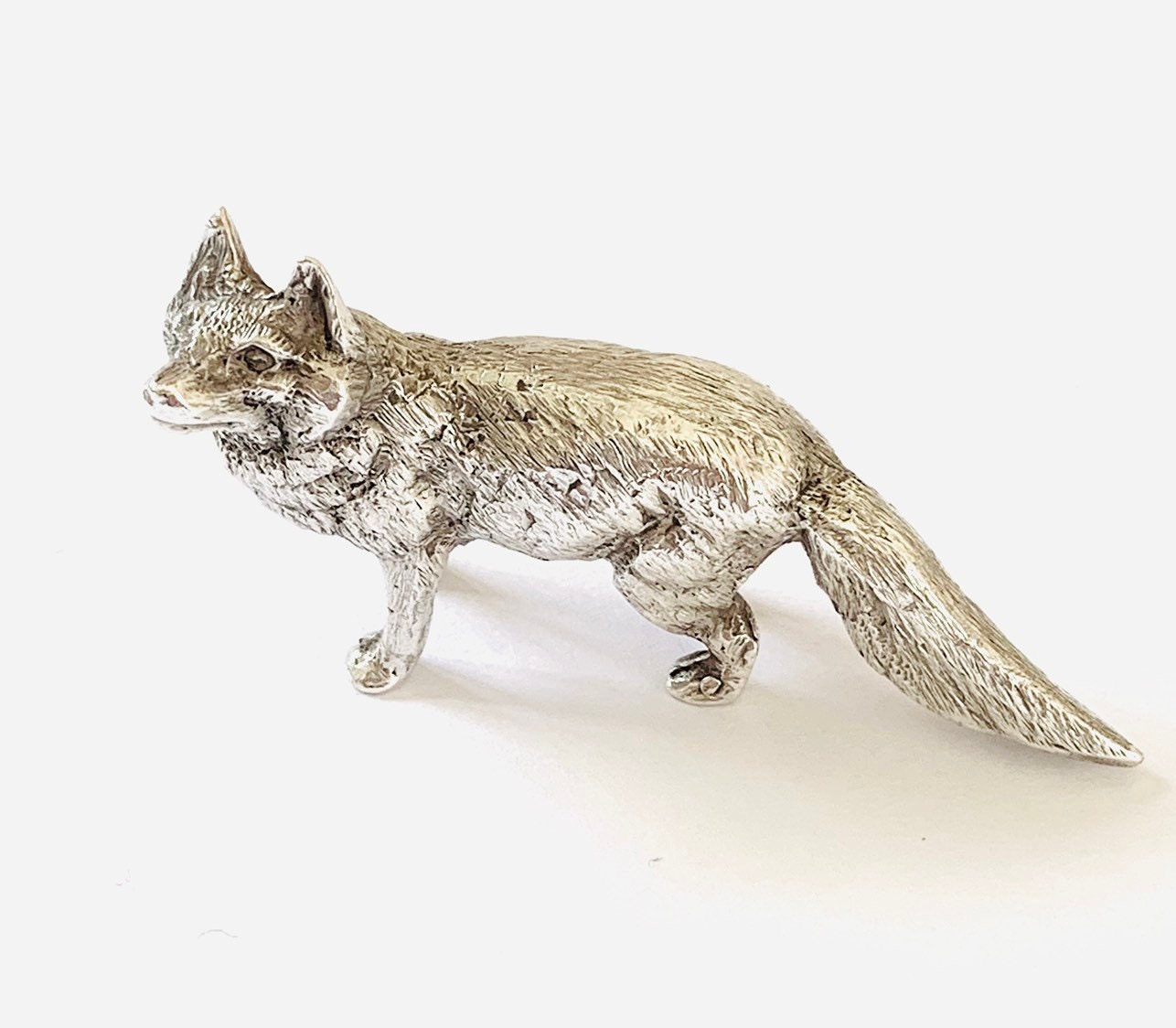 Superb vintage solid sterling silver Fox - hallmarked London 1992