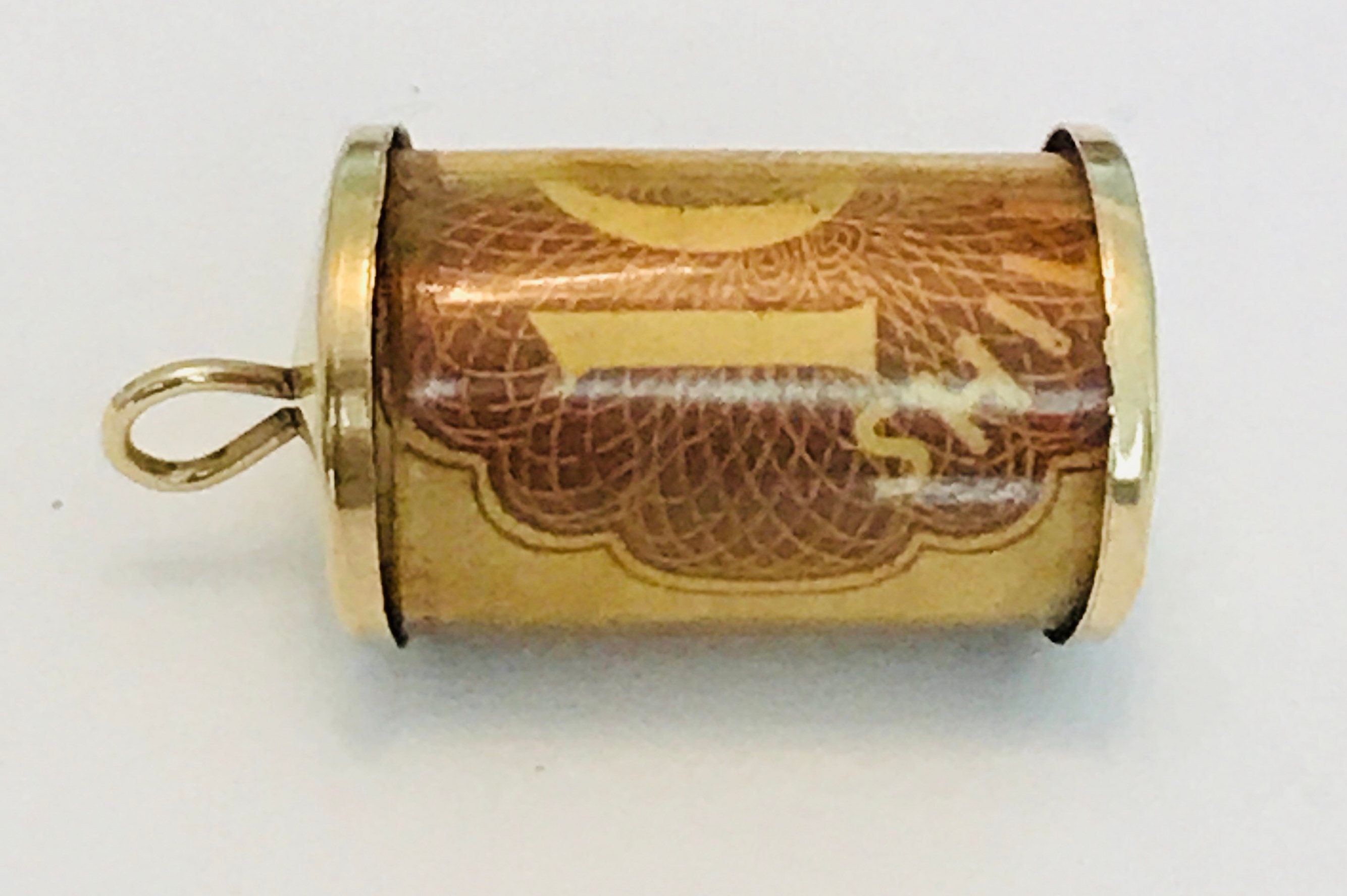 Vintage 9ct gold Ten Shilling note charm - hallmarked London 1971