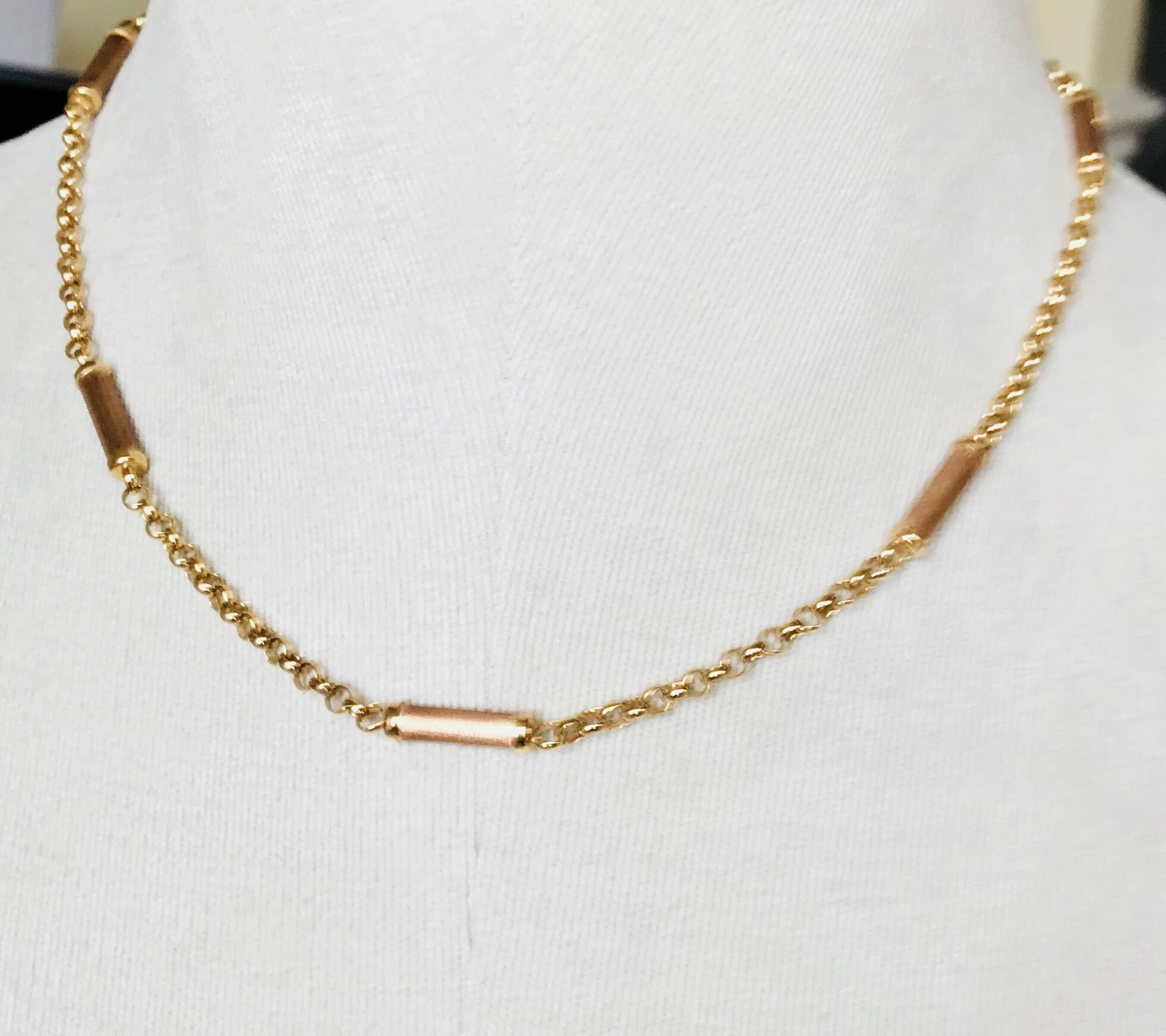Stunning vintage 9ct gold belcher and baton necklace - fully hallmarked ...