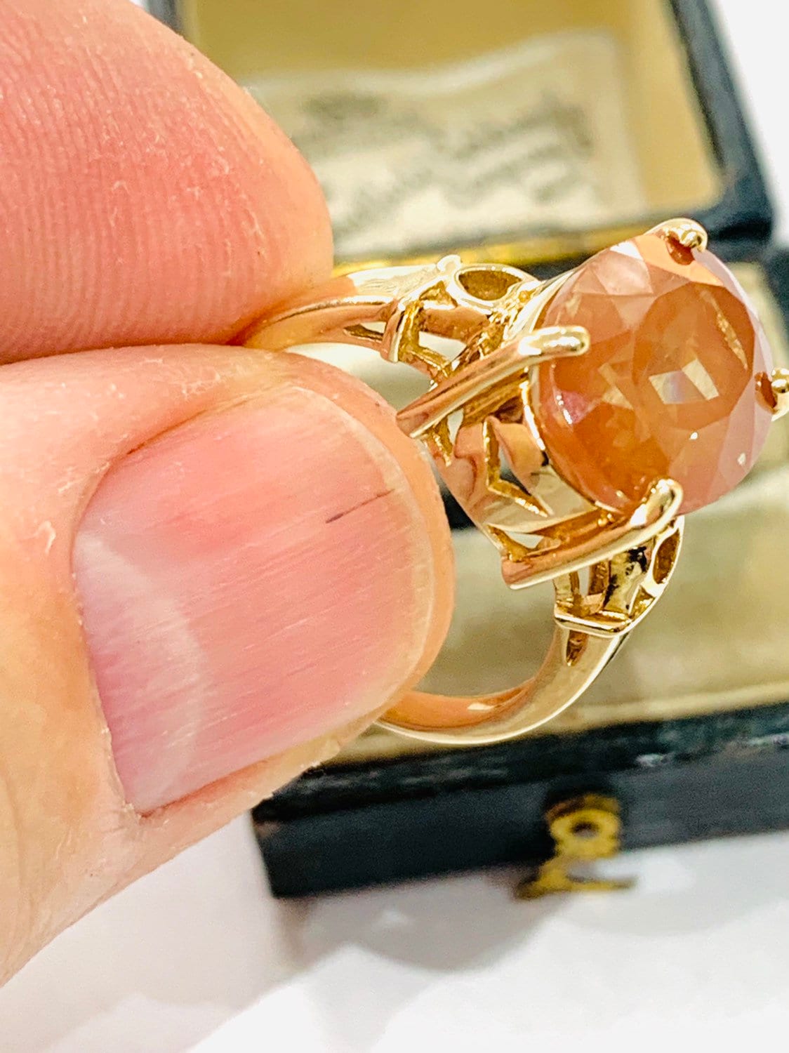 Stunning vintage 9ct yellow gold Sunstone ring - fully hallmarked ...