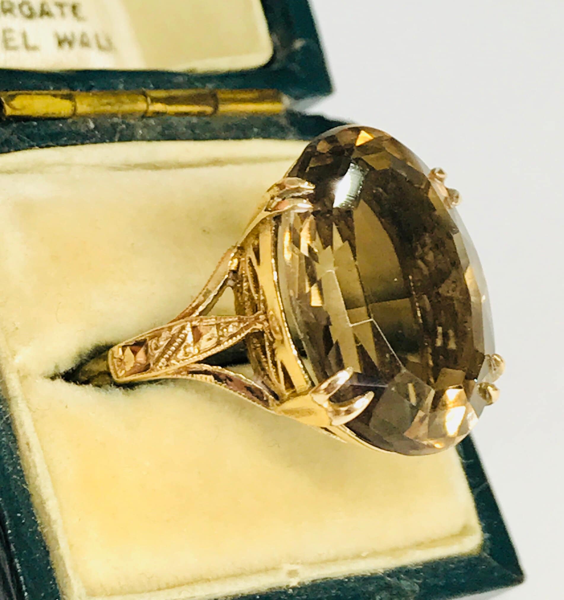 Stunning vintage 9ct yellow gold Smokey Quartz statement ring ...